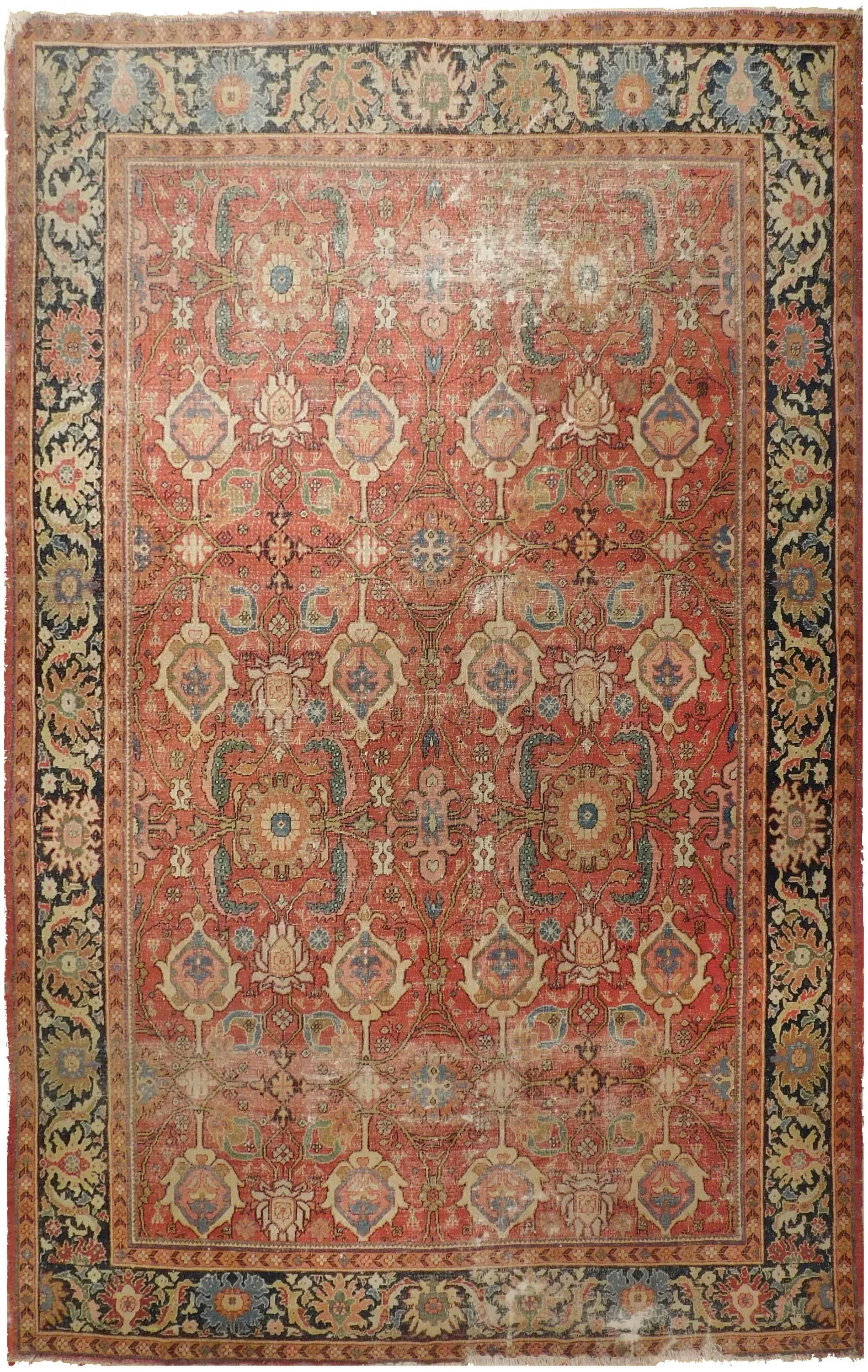 Distressed Antique Sultanabad Rug - 7' X 10' | Chairish