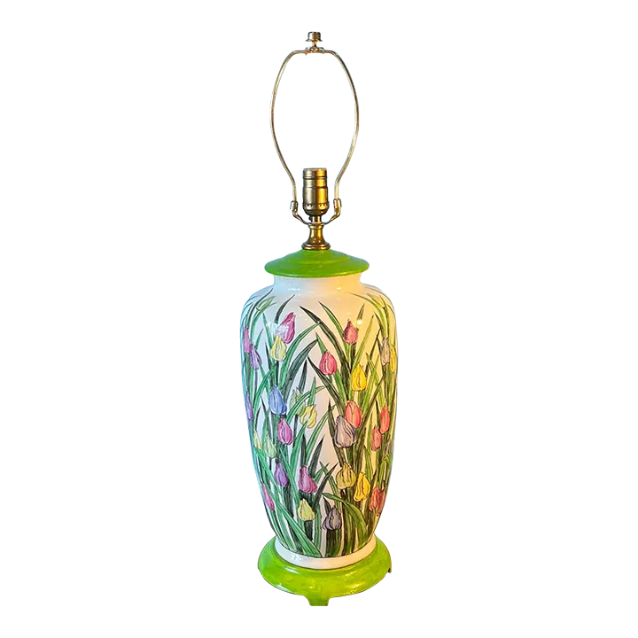 Porcelain Tulip Design Table Lamp | Chairish