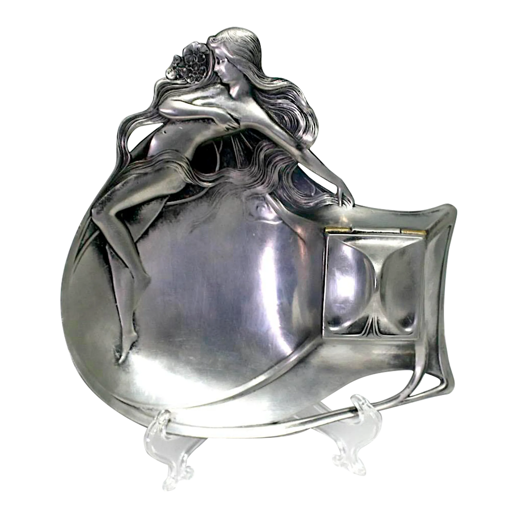 Antique Art Nouveau Lady in Repose Inkwell, Wurttembergische ...