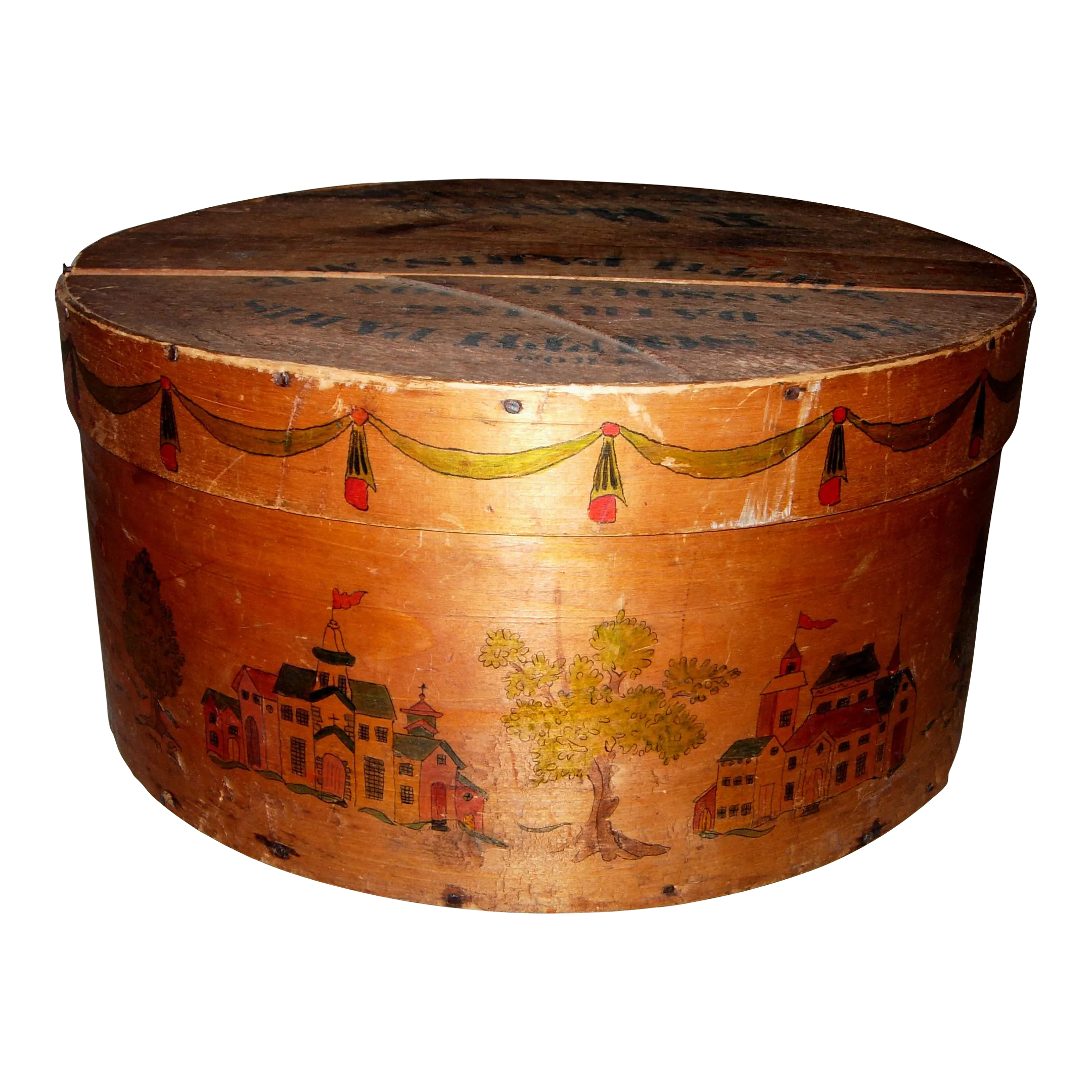 Large Hand-Painted Vintage Cheese Box | Chairish