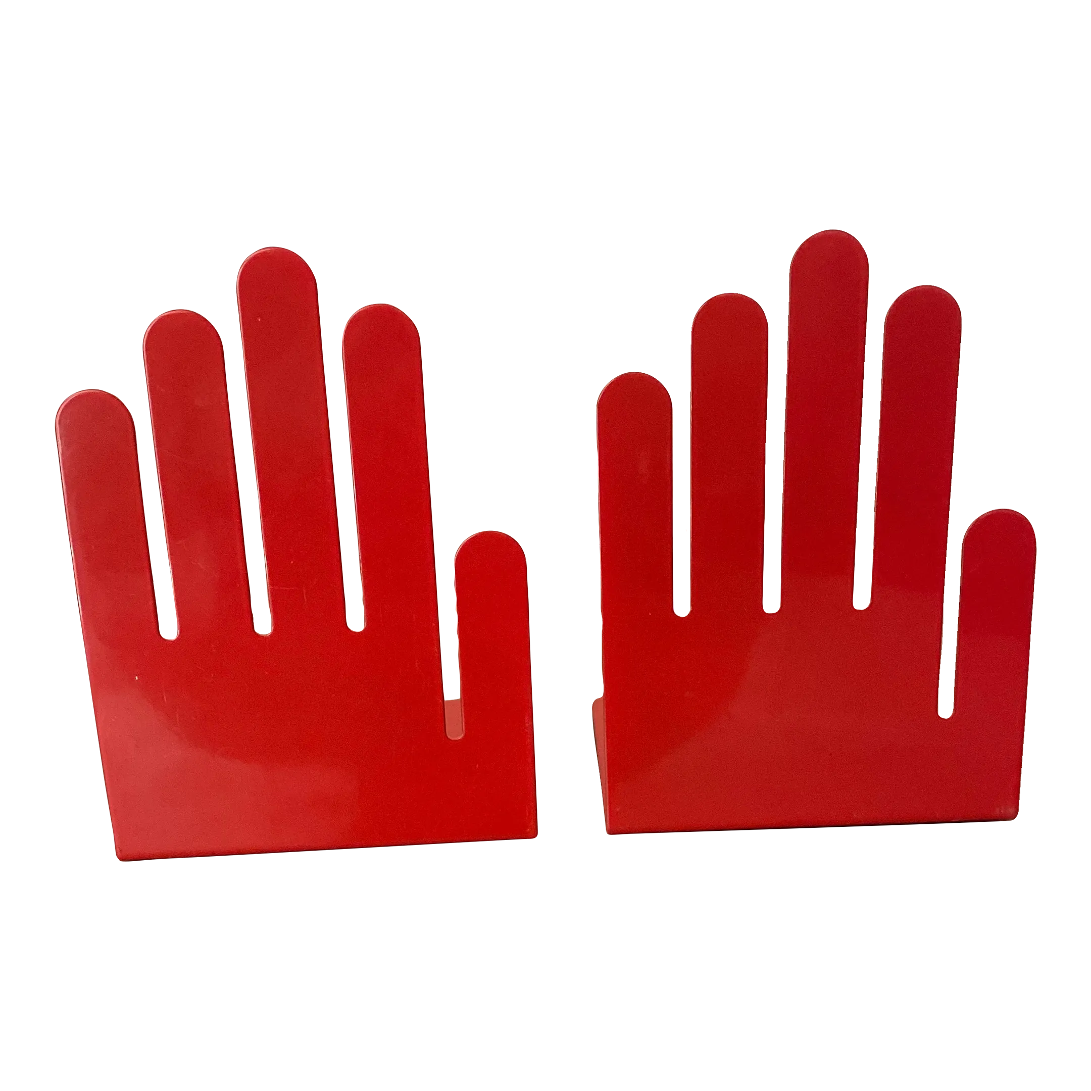 Vintage Spectrum Red Metal Hand Bookends- a Pair | Chairish