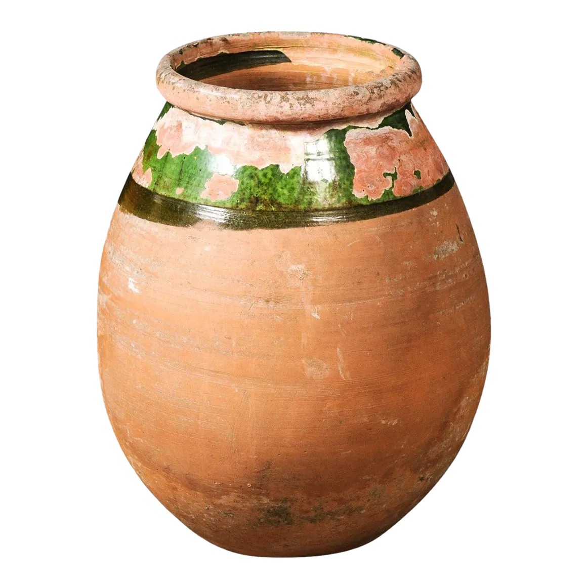 French Provincial Biot Jar with Green Glaze and Rustic Character, 20th ...