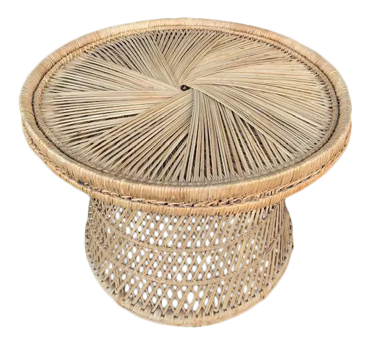 Round Twisted Pattern Rattan Side Table | Chairish