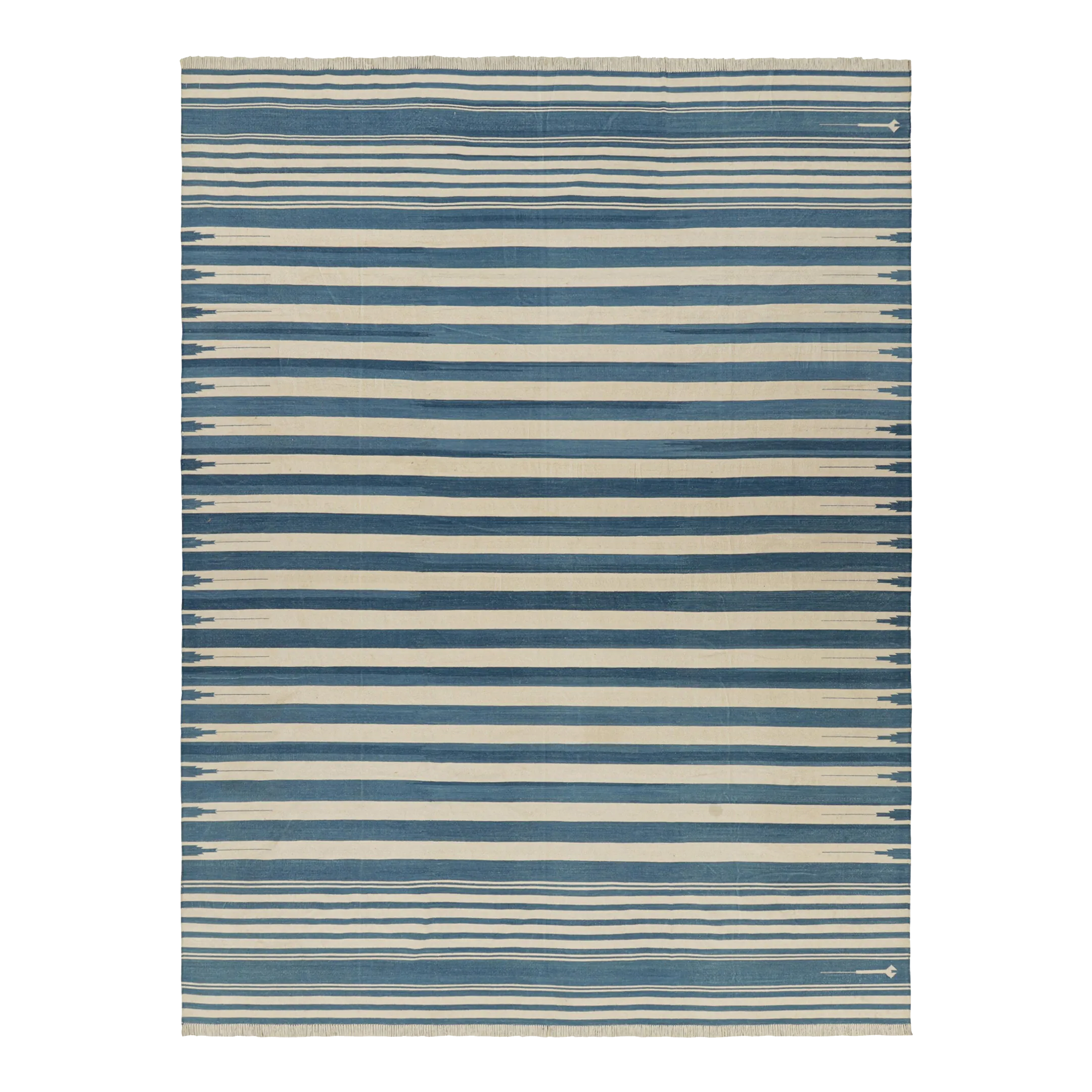 Rug & Kilim’s Contemporary Dhurrie Rug in Blue and Cream White Stripes ...