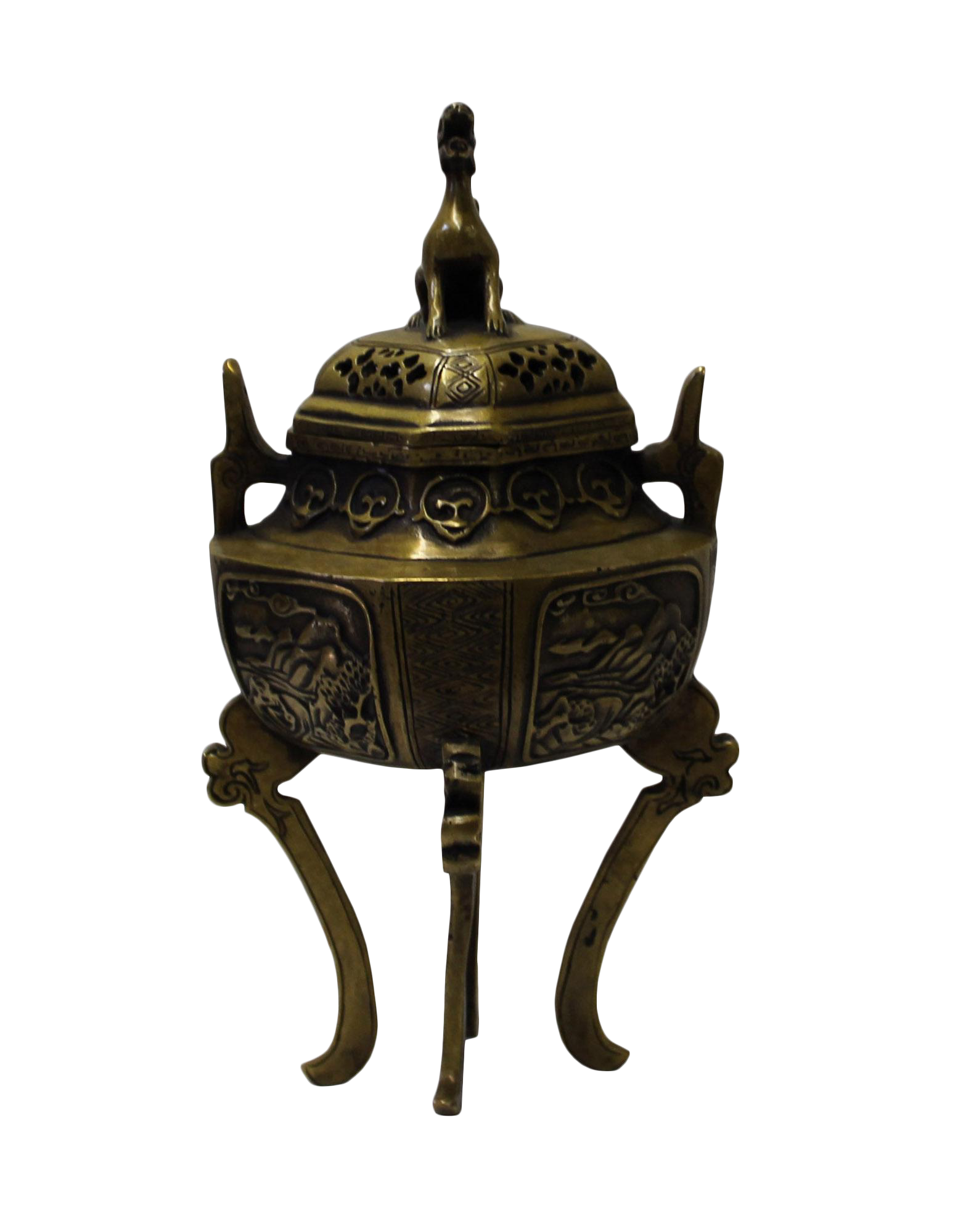 Chinese Oriental Bronze Metal Incense Burner Display | Chairish