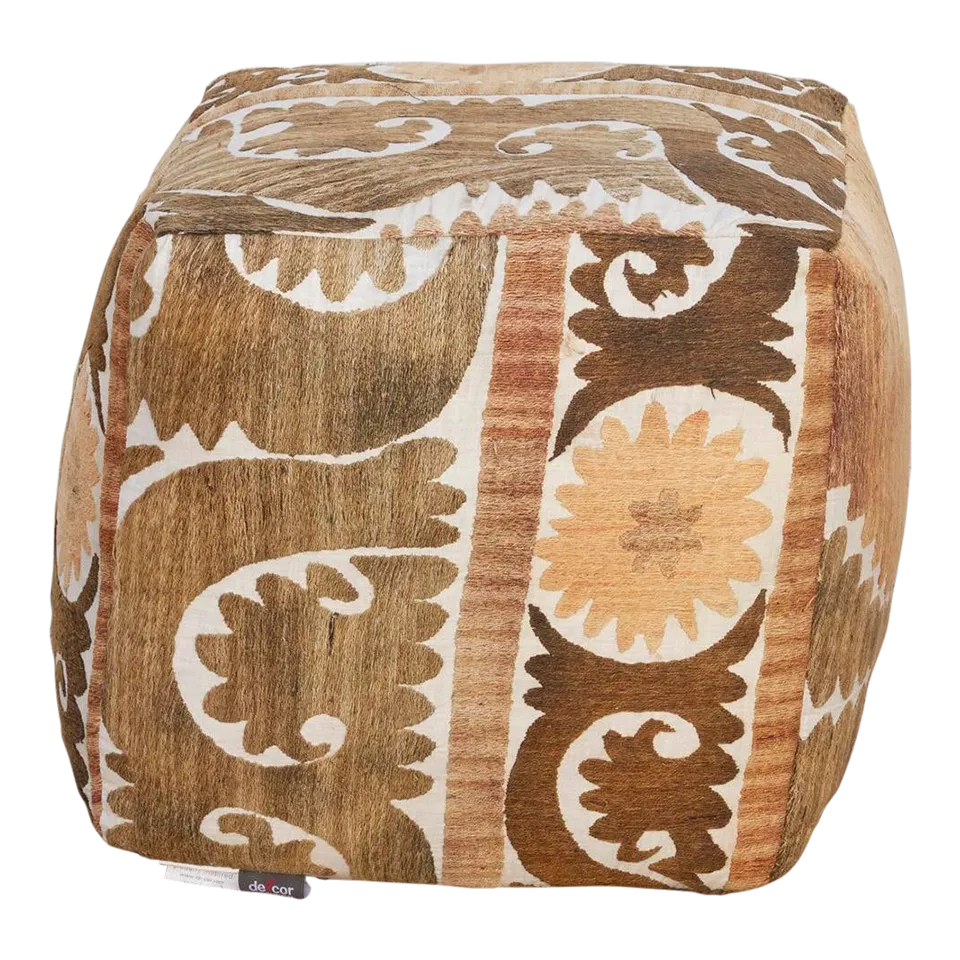 Karkara Antique Suzani Cube Ottoman | Chairish