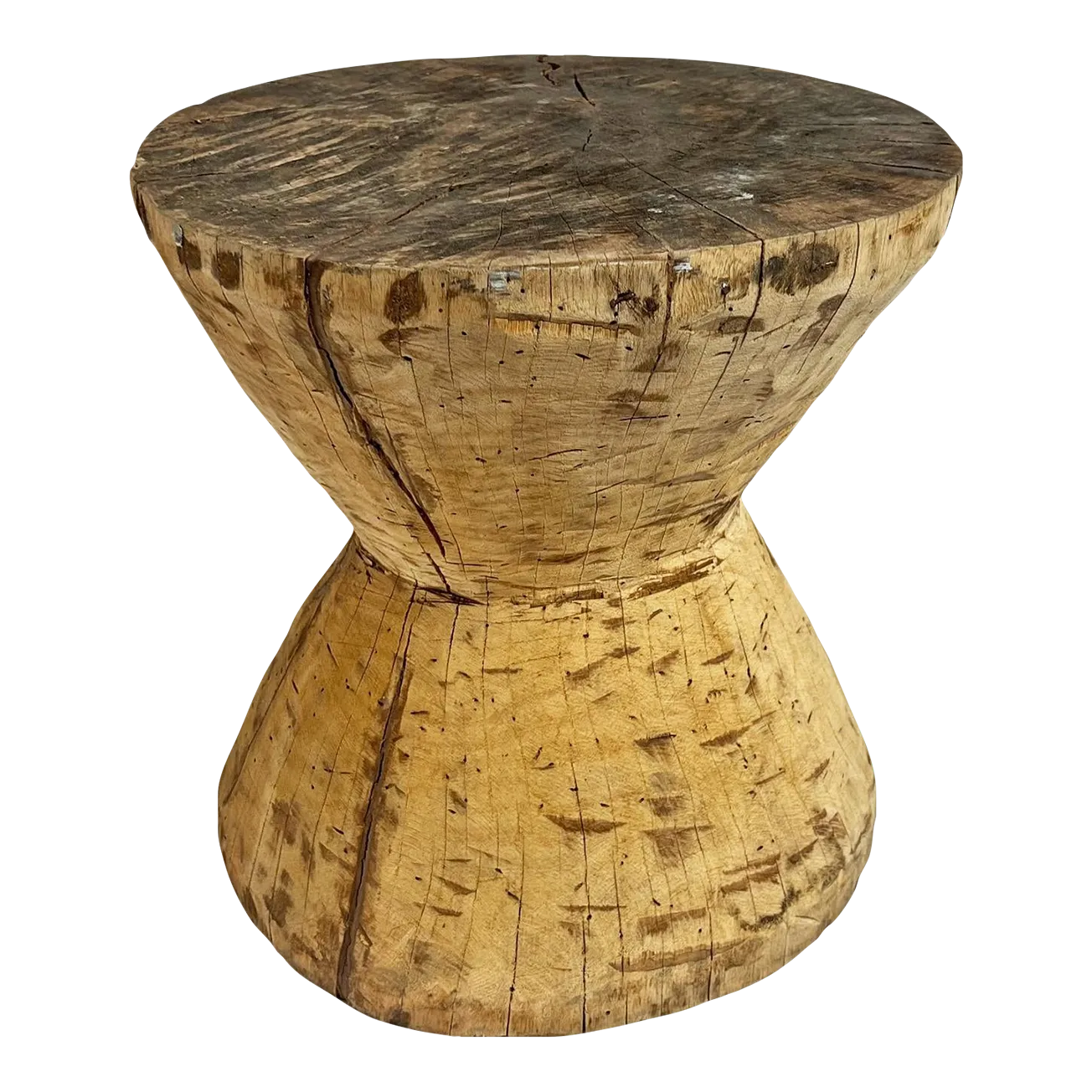 Rustic Wood Hourglass Side Table | Chairish