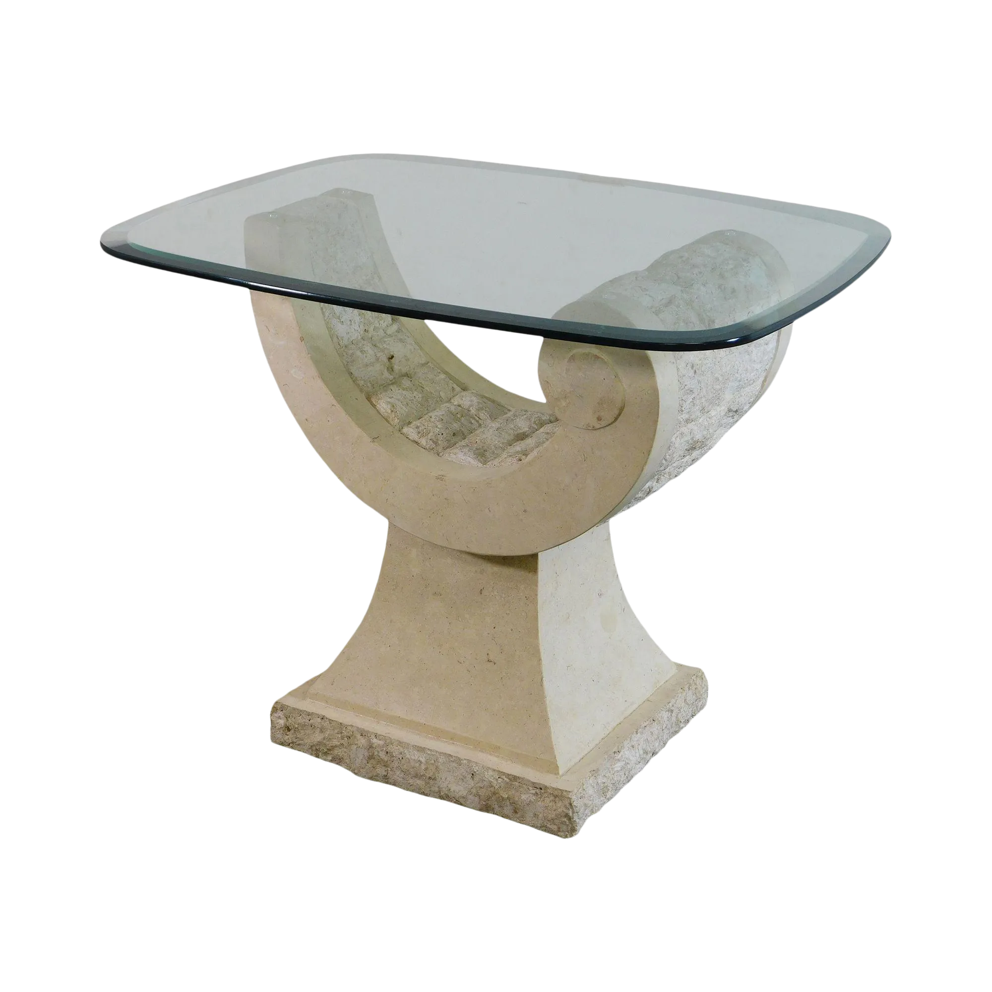 Postmodern Tessellated Marble Glass Top Side Table | Chairish