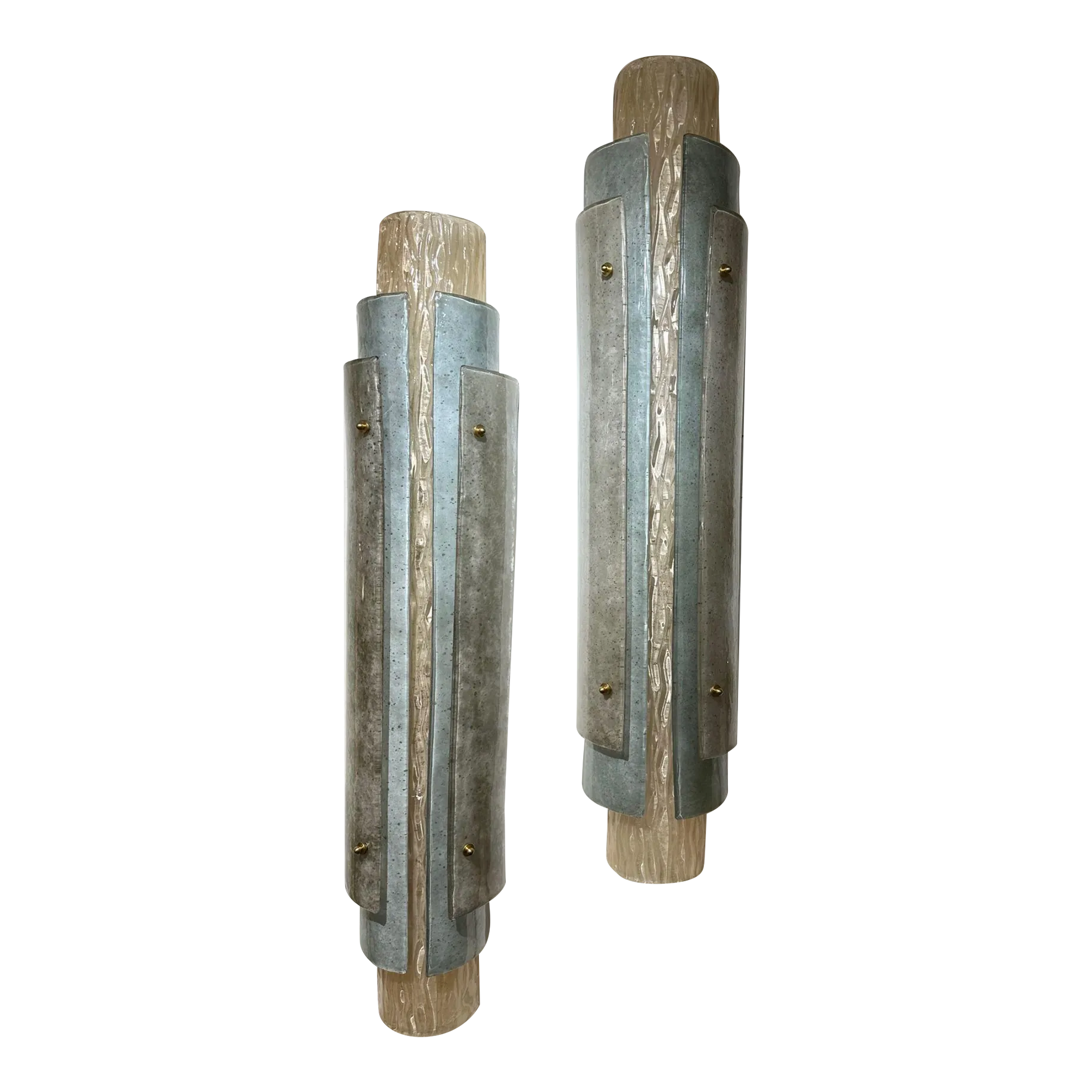 Pair of Large-Scale Modern Layered Murano Glass Sconces | Chairish