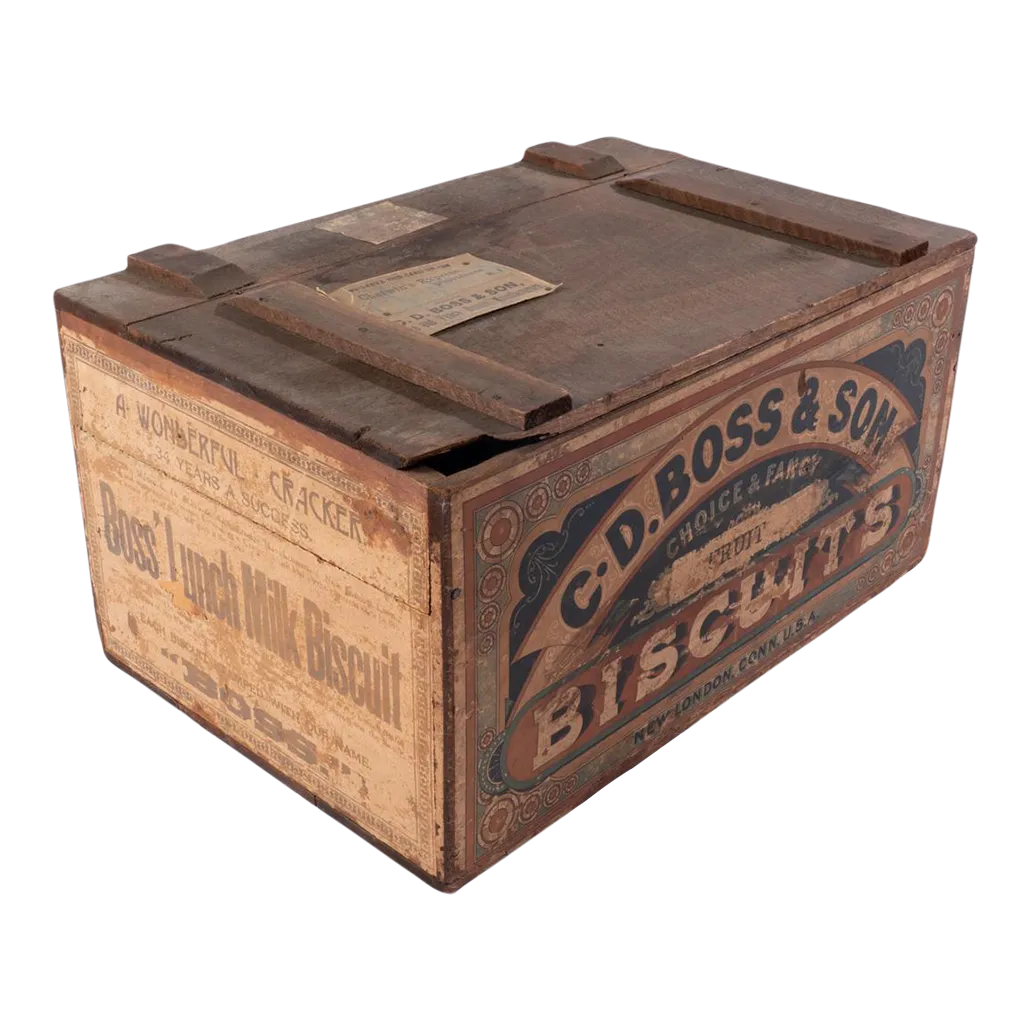 Late 19th Century Antique C. D. Boss and Son Biscuit Box | Chairish