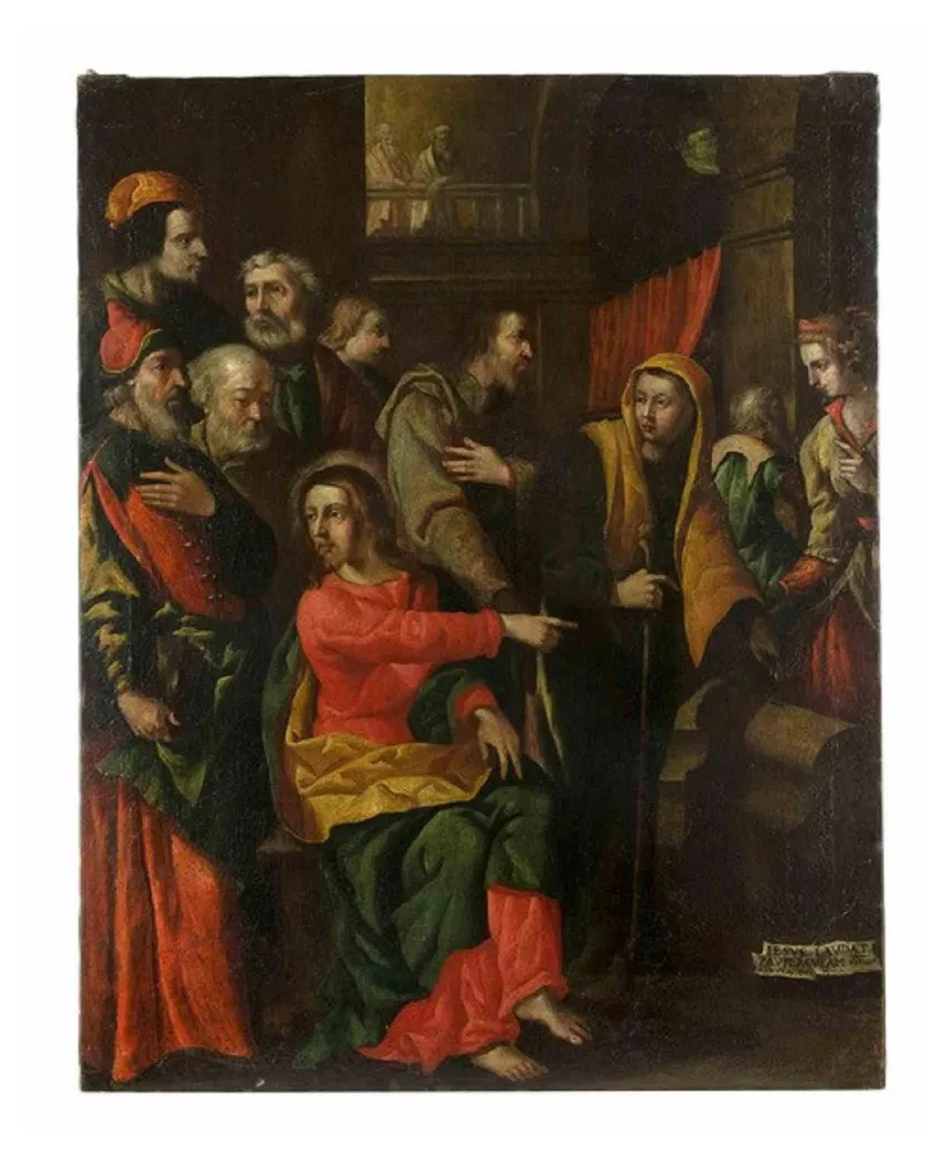 After Marten de Vos, The Poor Widow's Offer, Oil Painting, 17th Century ...