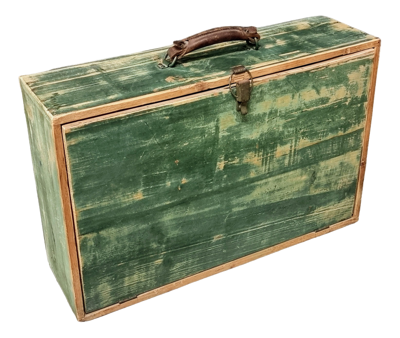 Vintage Green Wooden Trunk, 1950s | Chairish