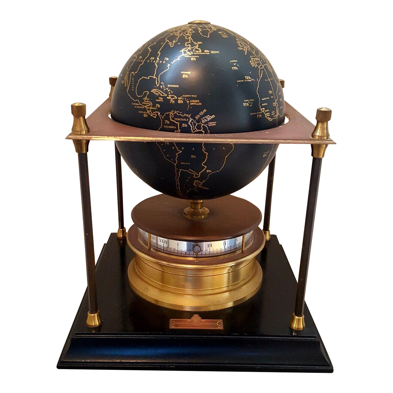 1979 Royal Geographical Society World Clock Imhof Switzerland | Chairish