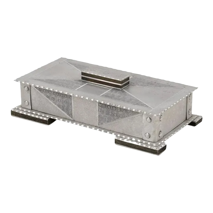 Bauhaus Arts and Crafts Industrial Textured Aluminum Box, 1920s | Chairish