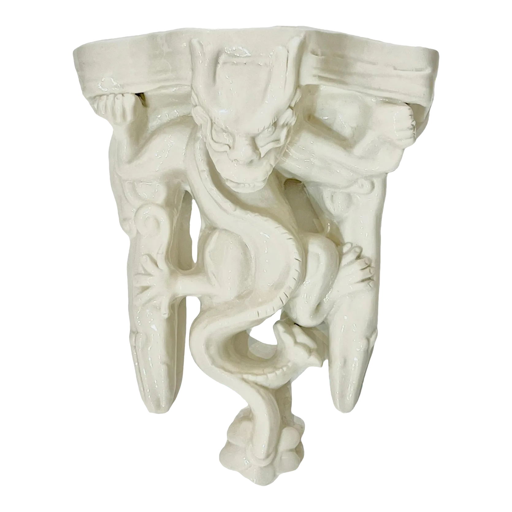 Early 20th Century French Ceramic Gargoyle Wall Sconce | Chairish