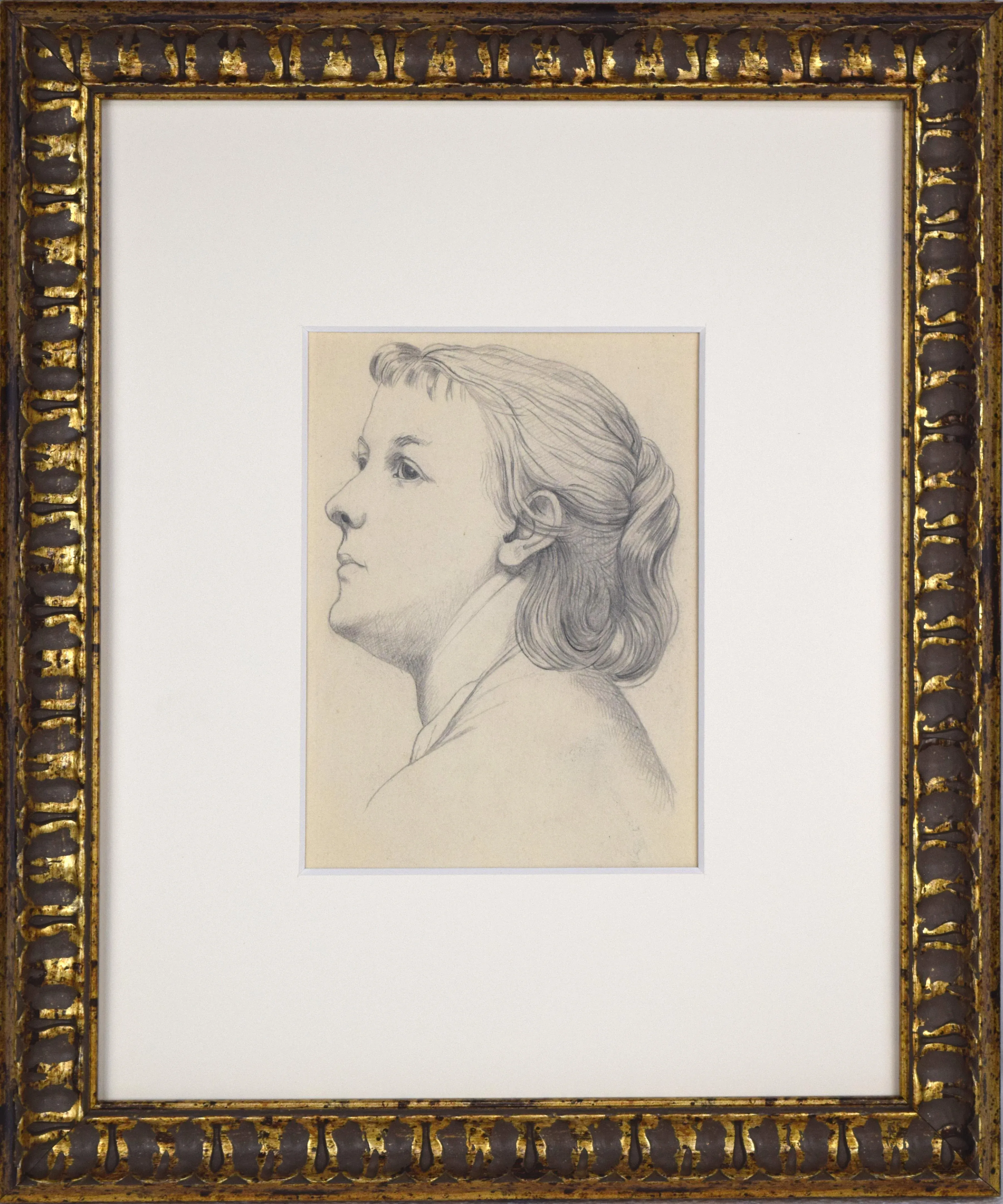 19th Century Classical Graphite Portrait Drawing of a Woman | Chairish