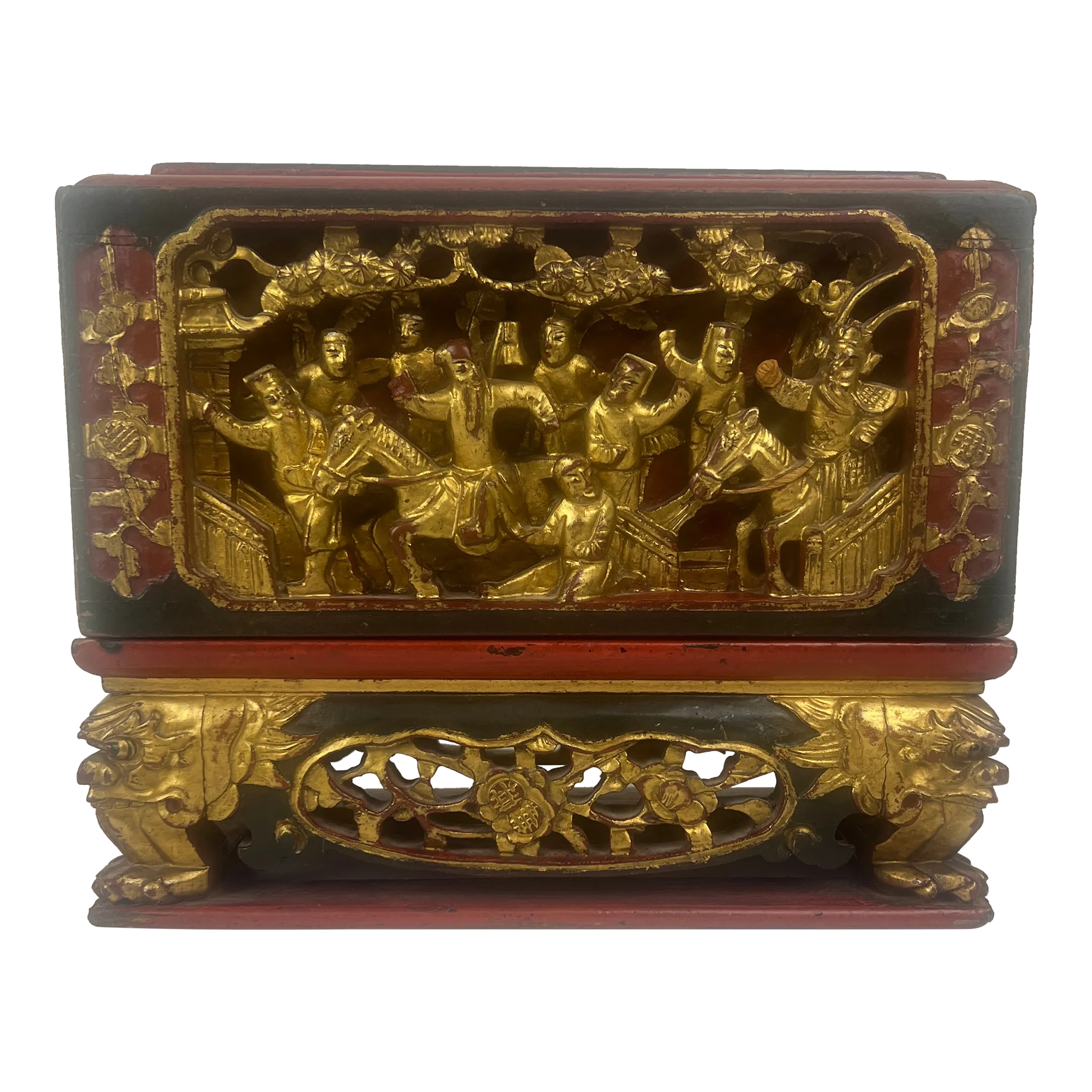 Late 19th Century Carved Chinese Offering Box | Chairish