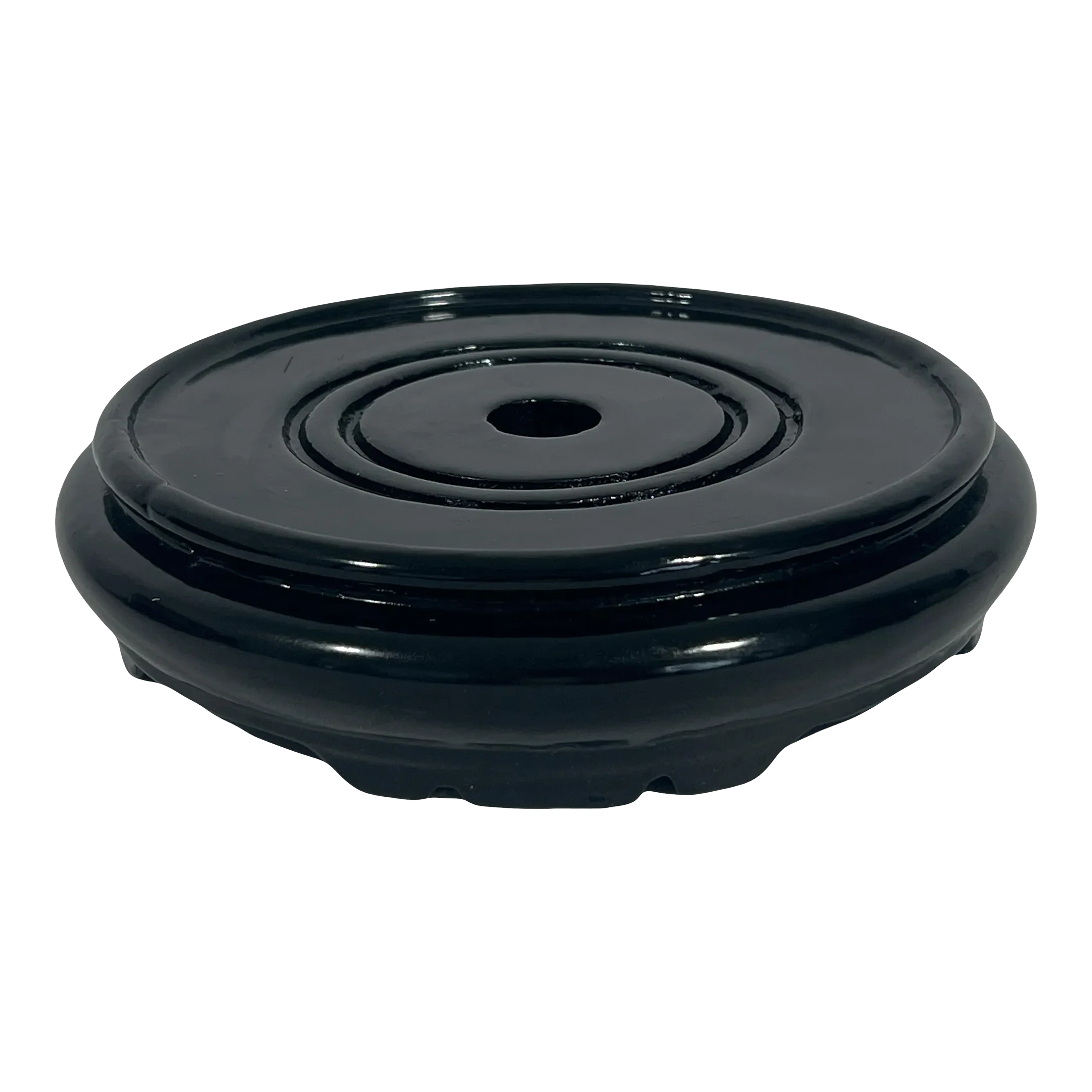 Vintage Round Chinese Black Lacquer Display Stand 5.9" | Chairish