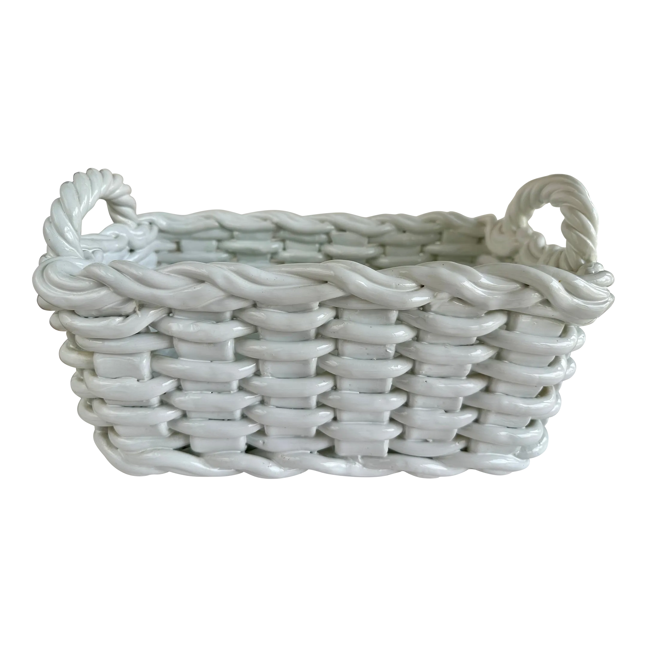 Vintage Italian Woven Ceramic Basket | Chairish