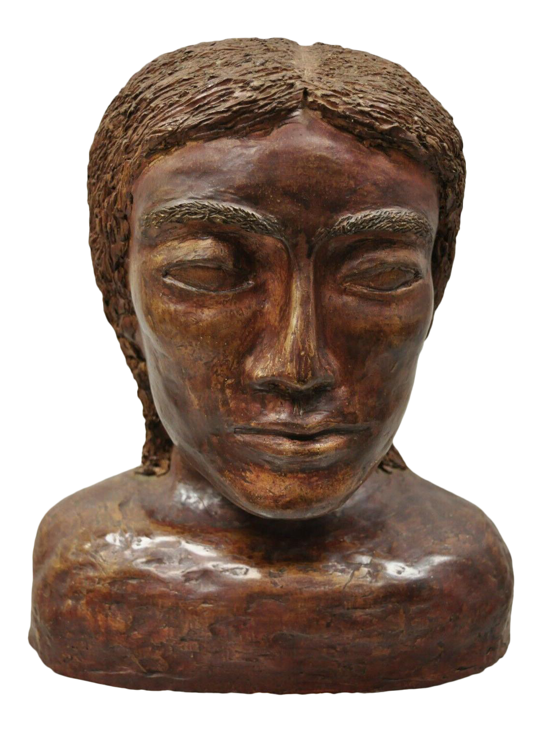 Late 20th Century Artist Made Modern Ceramic Pottery Woman Bust ...