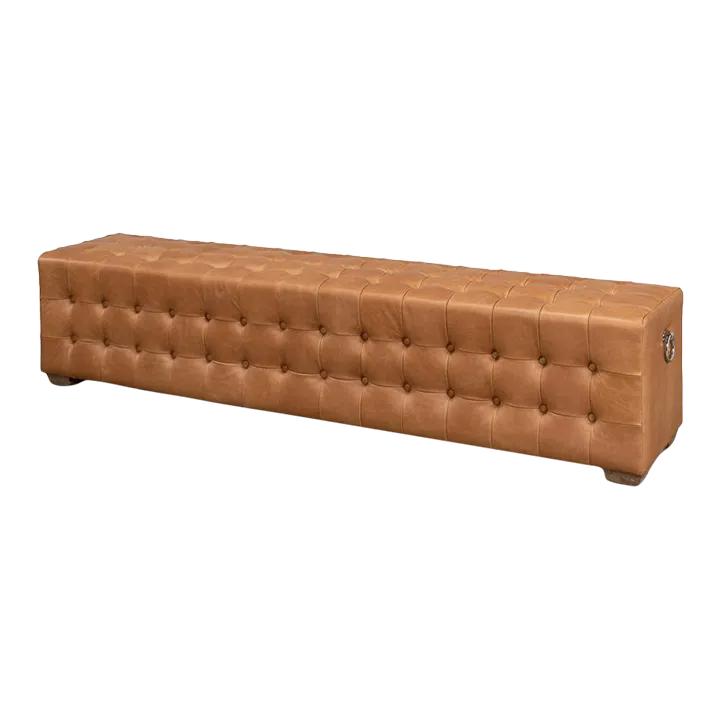 Tufted Leather Upholstered Bench | Chairish