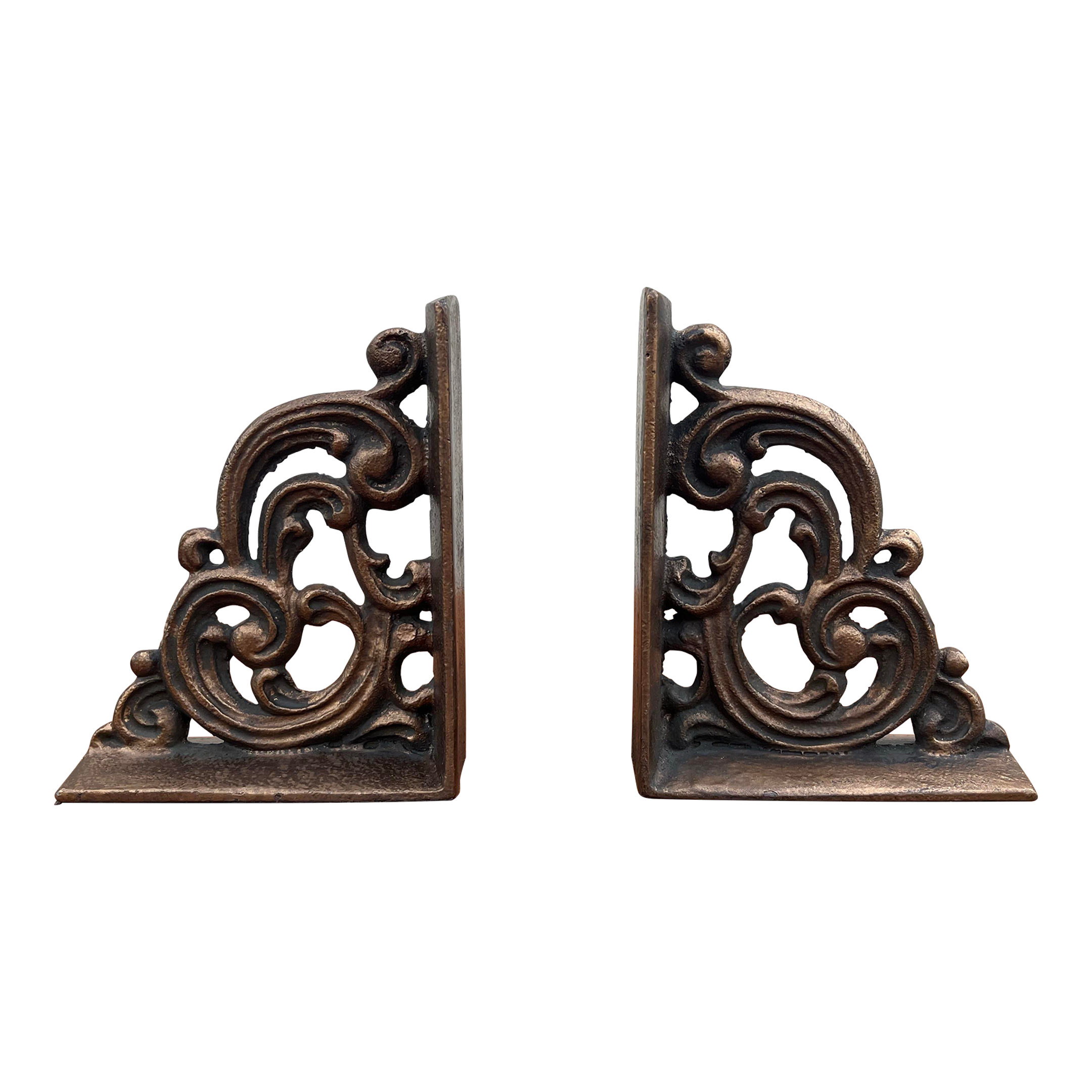 Mid 20th Century Cast Iron Scroll Bookends - a Pair | Chairish