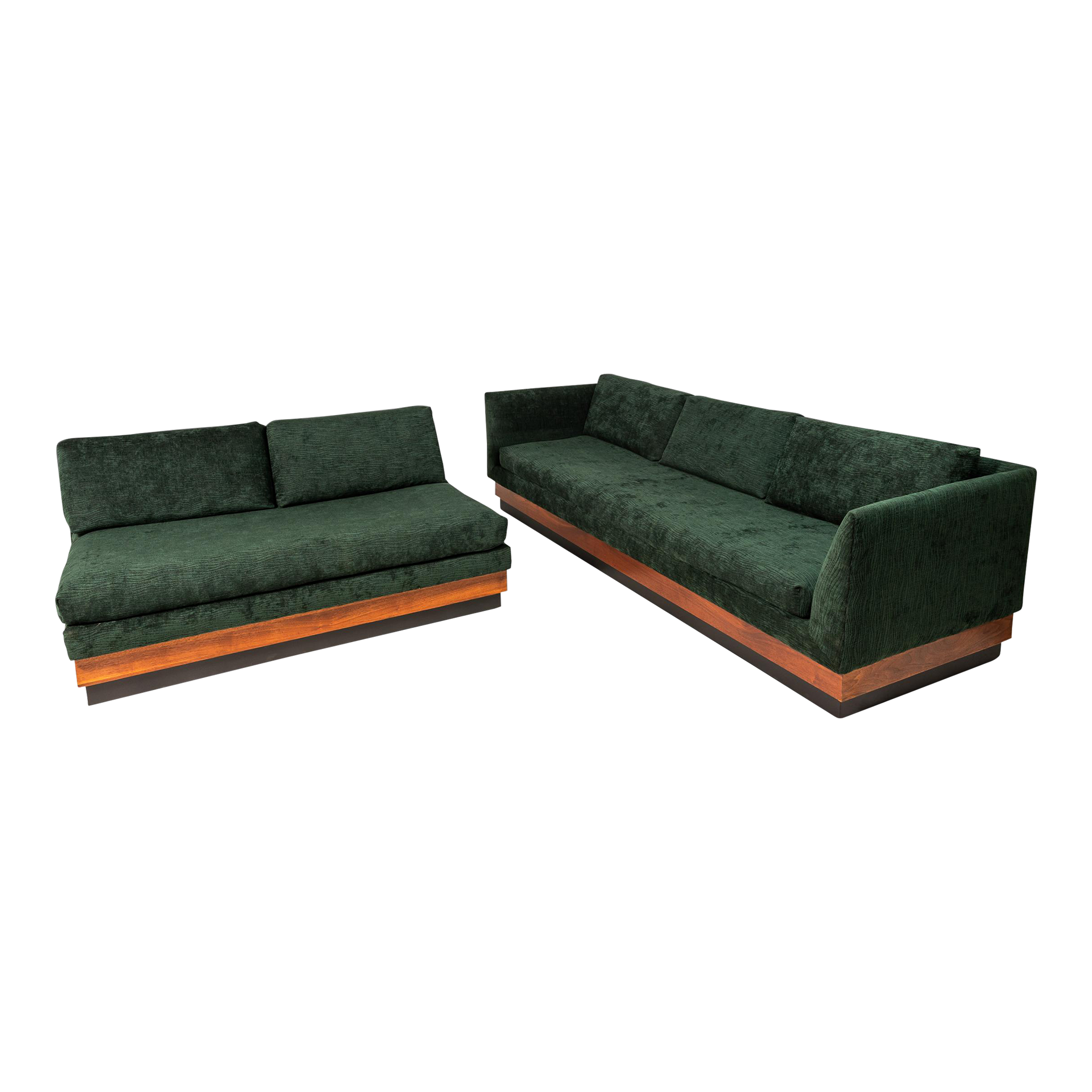 Set of 2 Mid-Century Modern Brutalist Platform Sofas in Walnut by ...