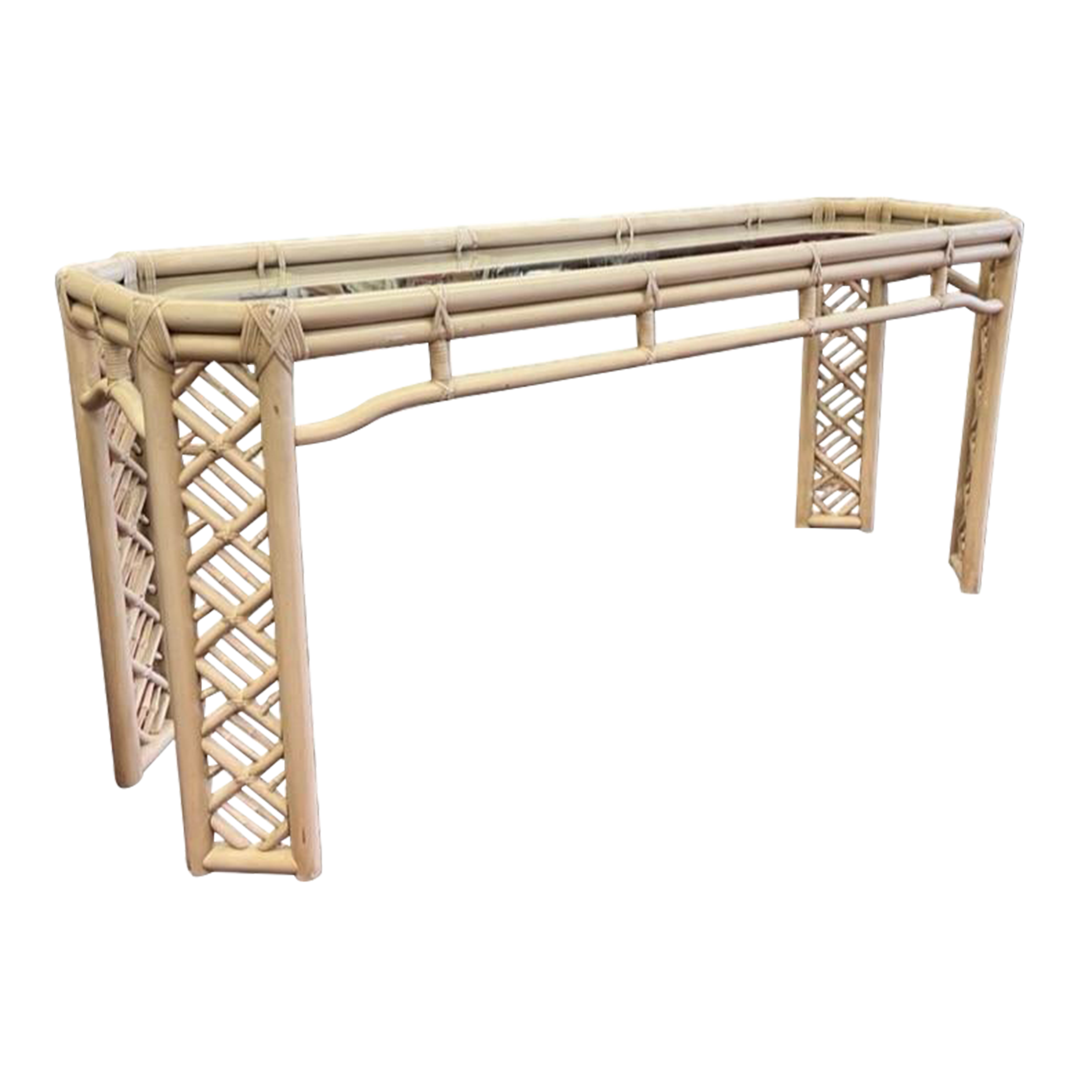 1970s Palm Beach Regency Bamboo Console Table | Chairish