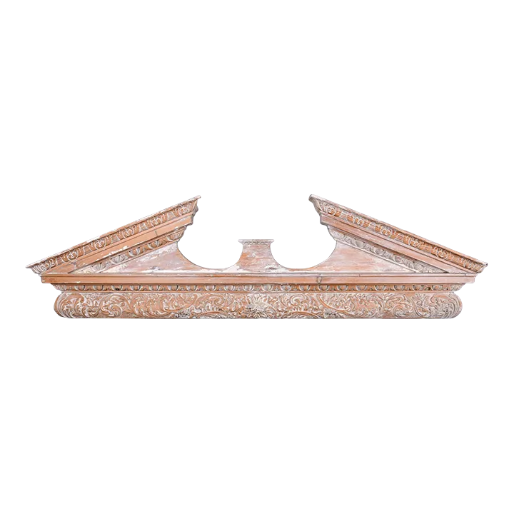 Large Limed Wooden Overdoor Split Pediment With Highly Carved Bottom ...