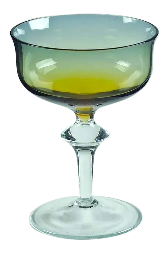 Denby Aurora Blue & Amber Stemware Champagne Tall Sherbet Glass | Chairish