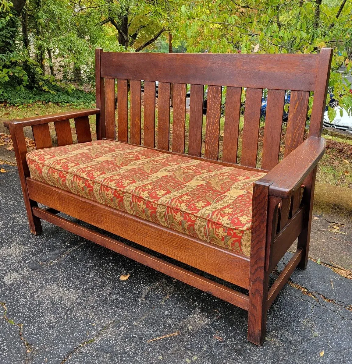 Antique Mission Tiger Oak Arts Crafts Settee or Sofa