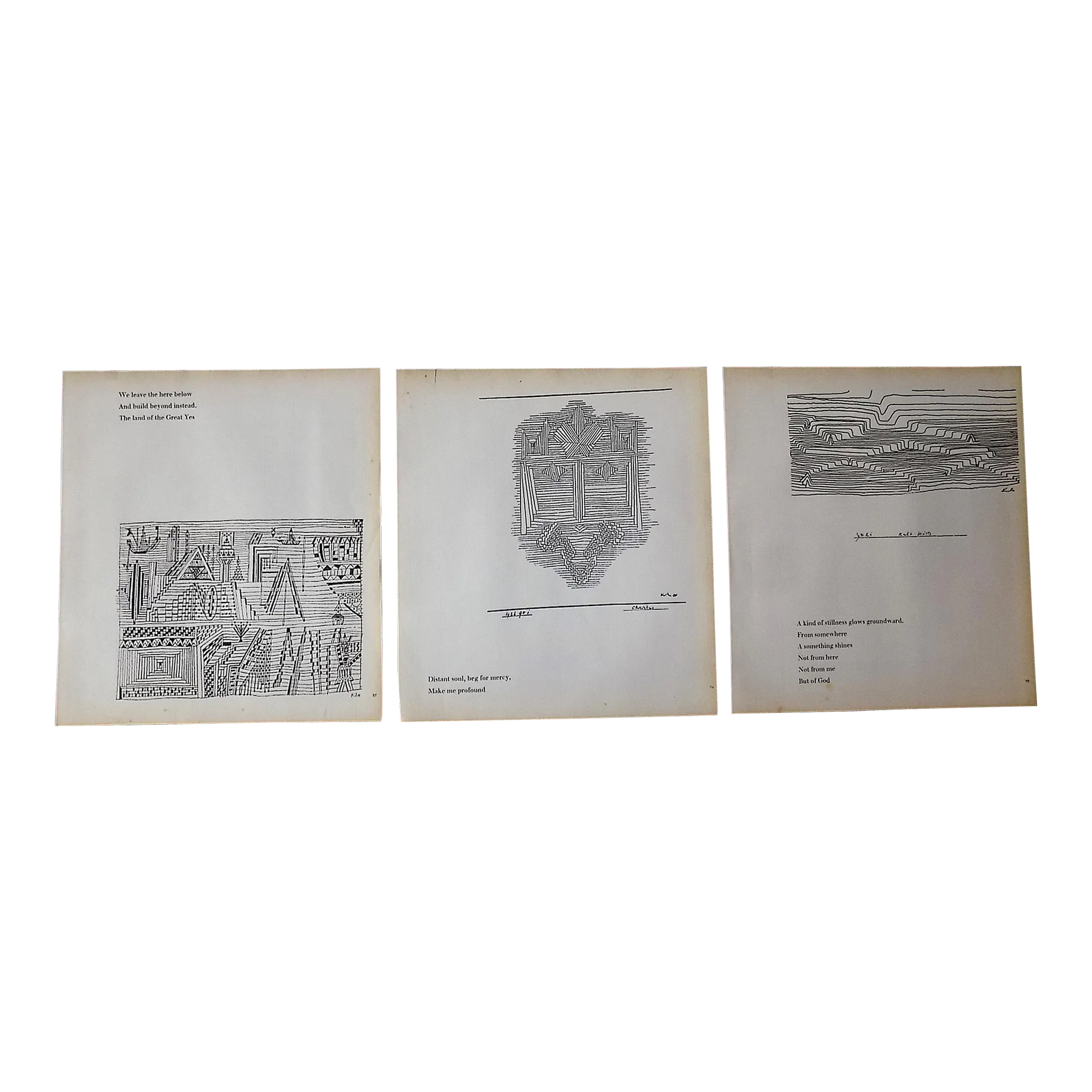 Vintage Mid 20th C. Abstract Black & White Paul Klee Lithographs - Set ...