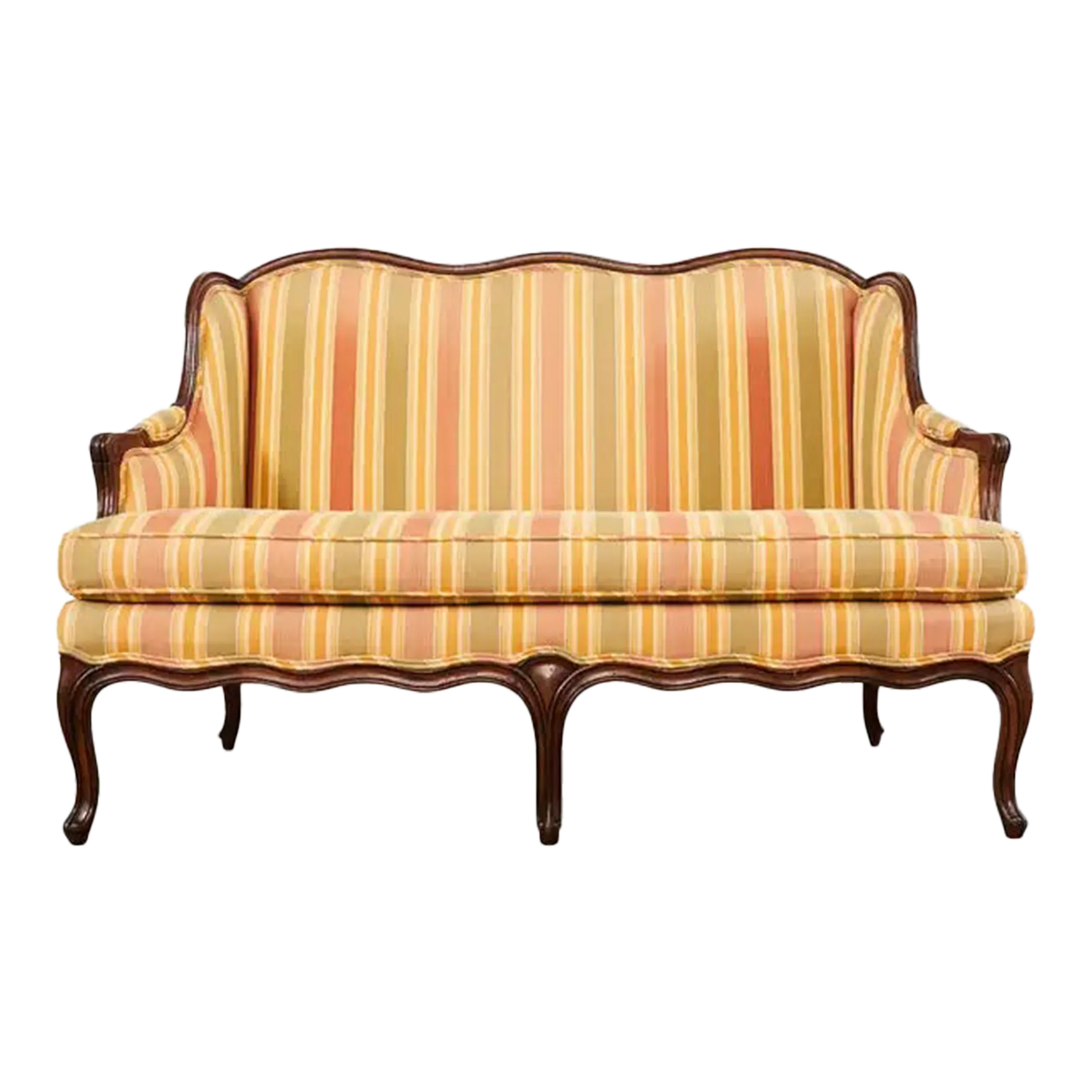 Country French Provincial Louis XV Style Serpentine Wingback Settee ...