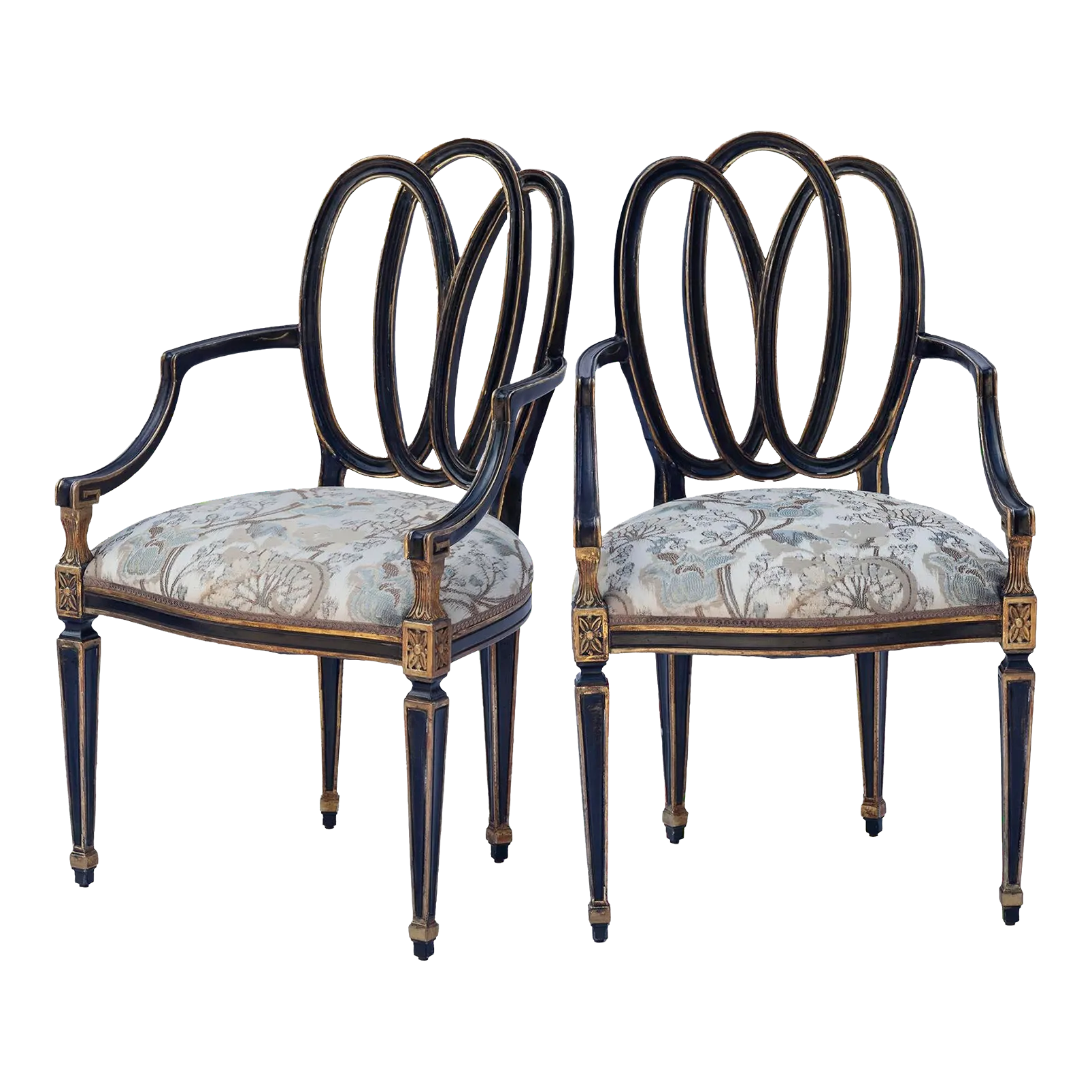 Pair of Ebony & Gilt Bracelet Chairs, 1940s | Chairish