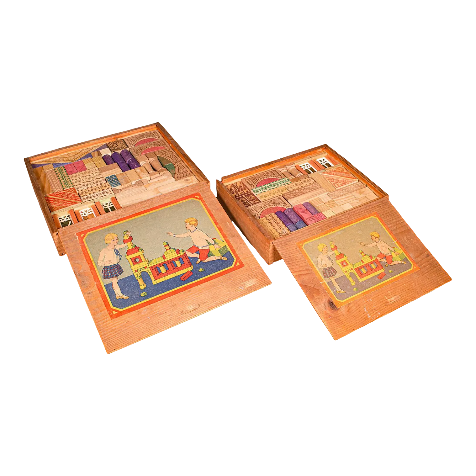 1950's 2 German Vintage Building Block Sets | Chairish
