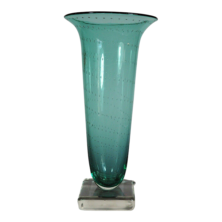 1960s Art Glass Large Carl Erickson Controlled Bubble Trumpet Vase ...