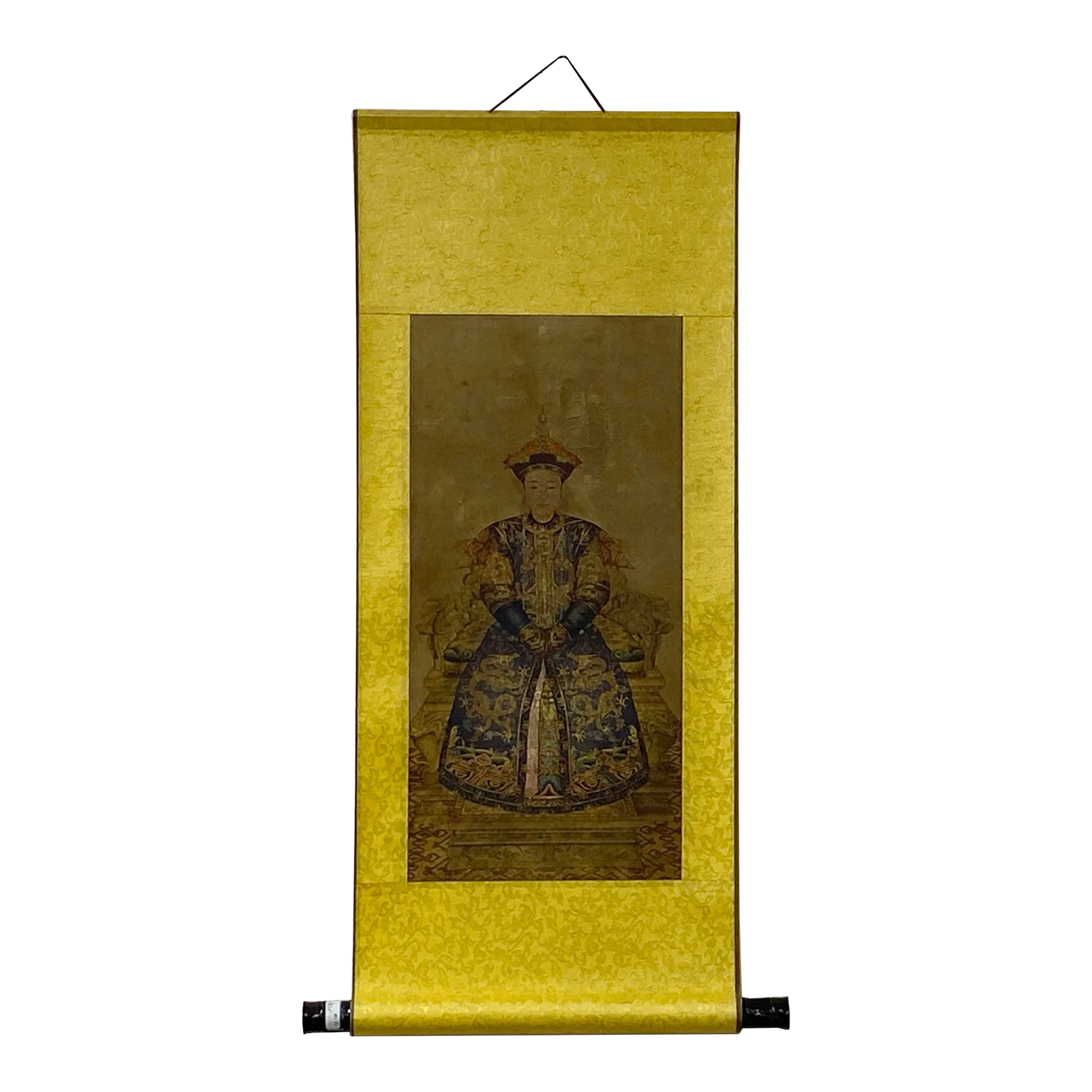 Chinese Qing Emperor Queen Portrait Scroll Painting Wall Art | Chairish