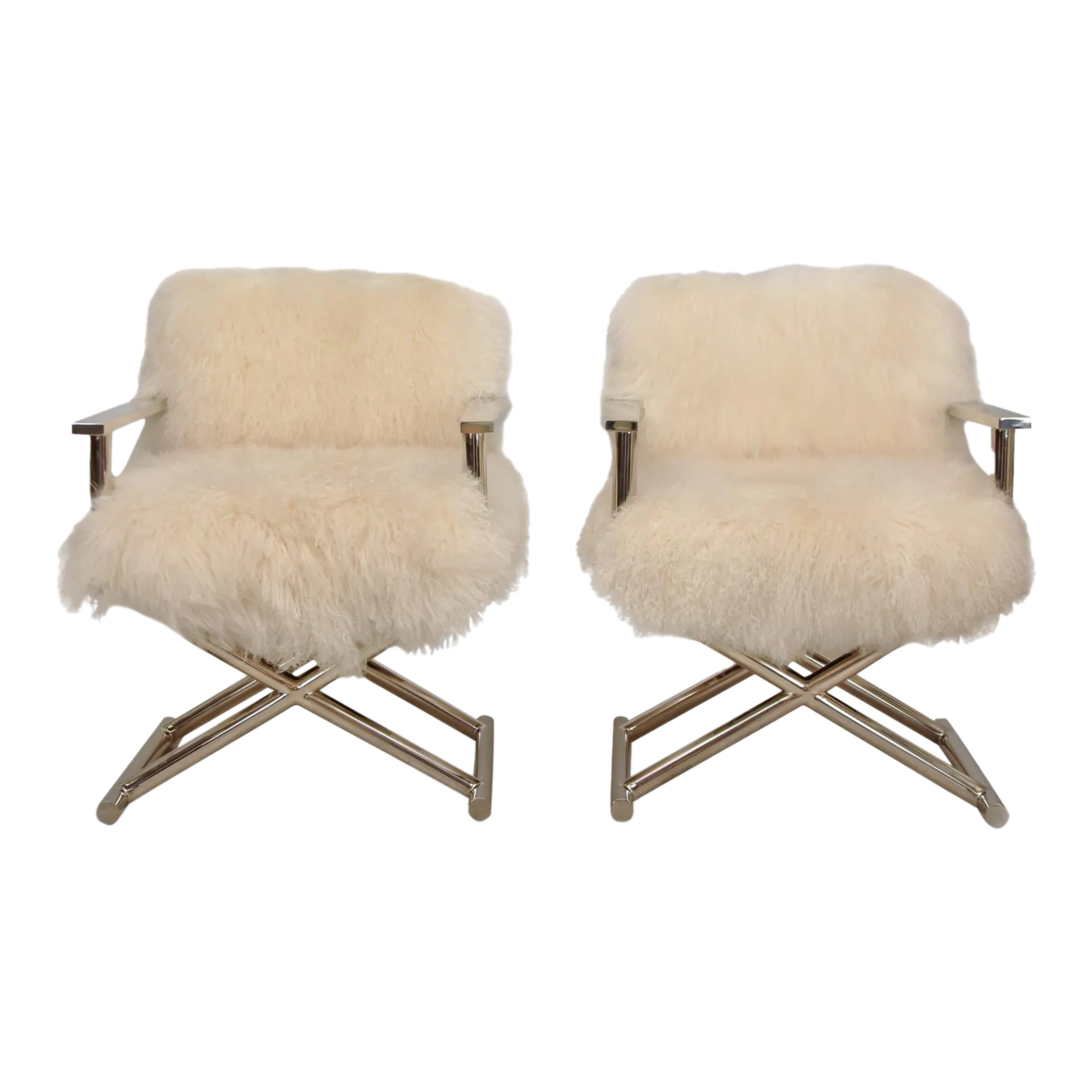 Pair of Restoration Hardware Altman Tibetan Wool Directors Chairs ...