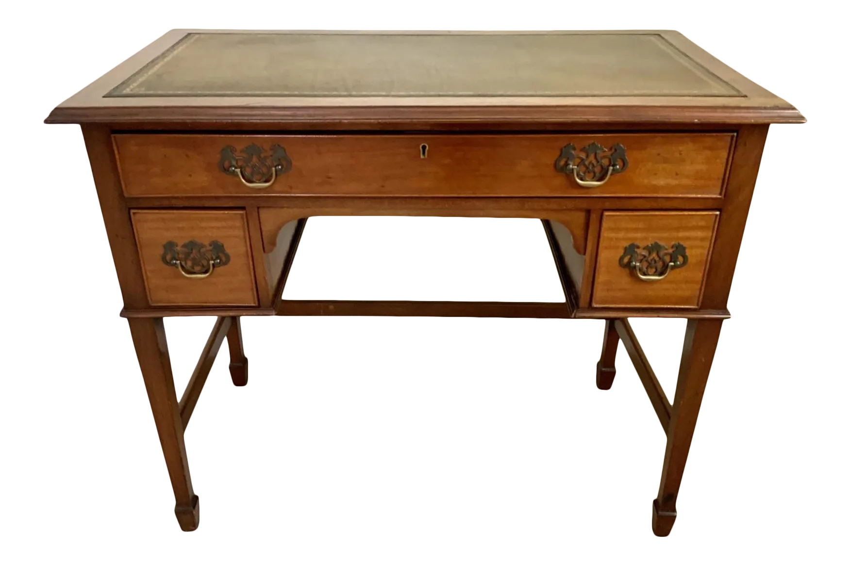 Vintage Georgian Walnut Writing Table With Tooled Leather Top | Chairish