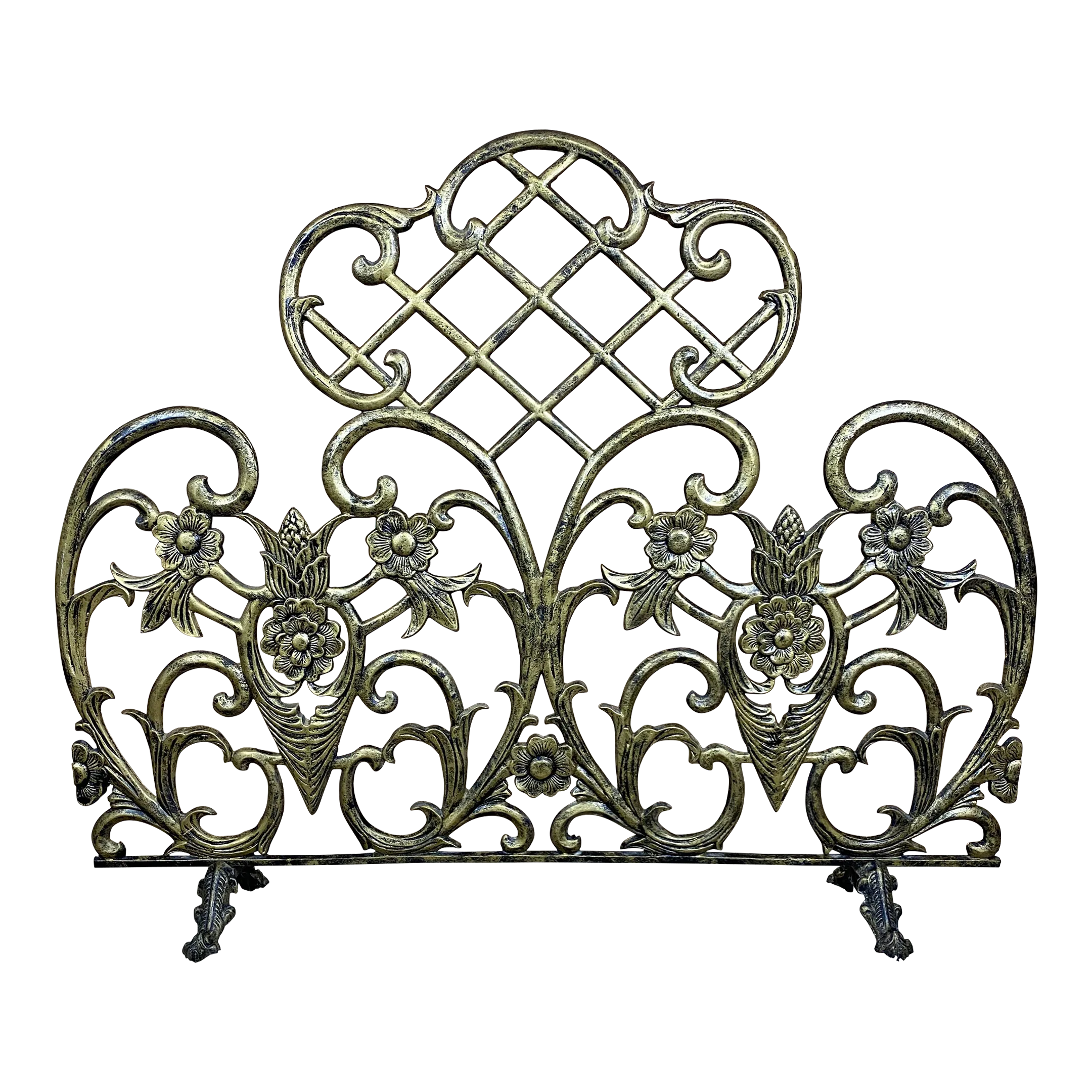 Victorian Cast Iron Filigree Fireplace Screen | Chairish