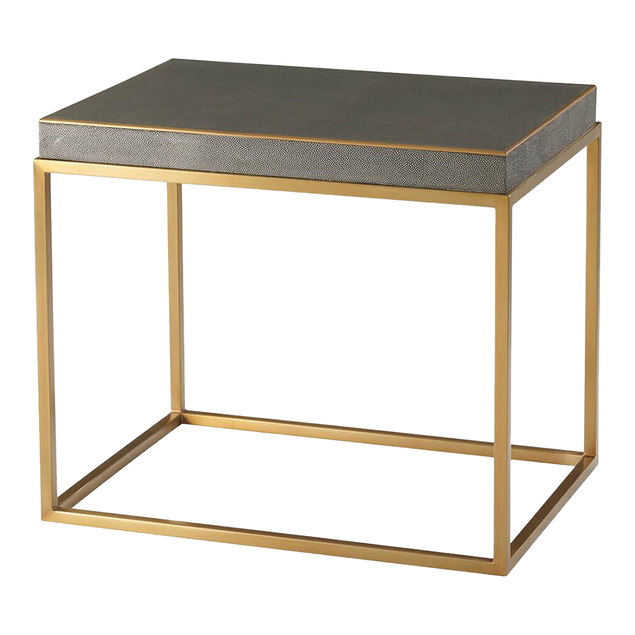 Modern Leather Top Side Table | Chairish
