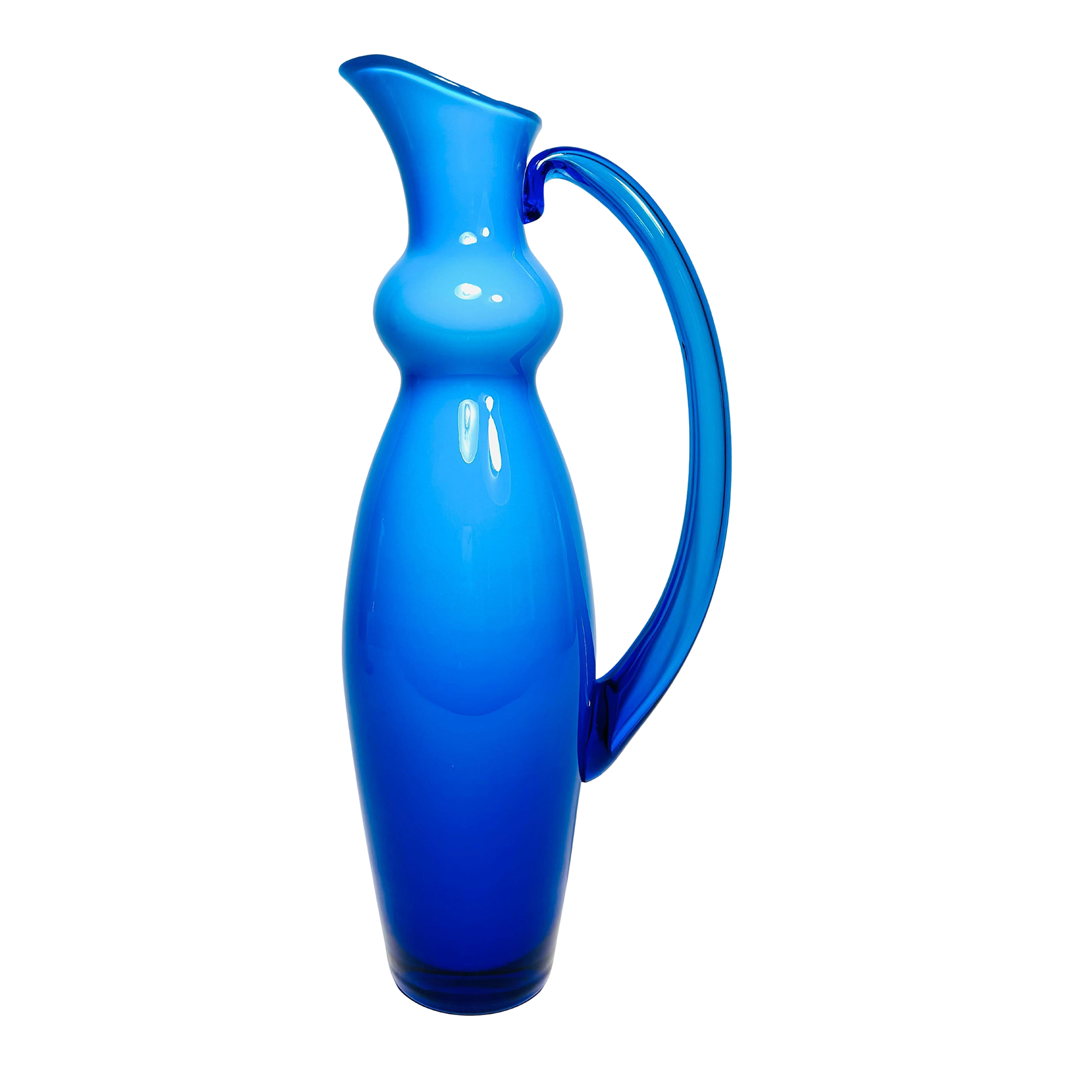 Mid Century Modern Signed Blue Cased Glass Pitcher. Orrefors Circa 1960 ...