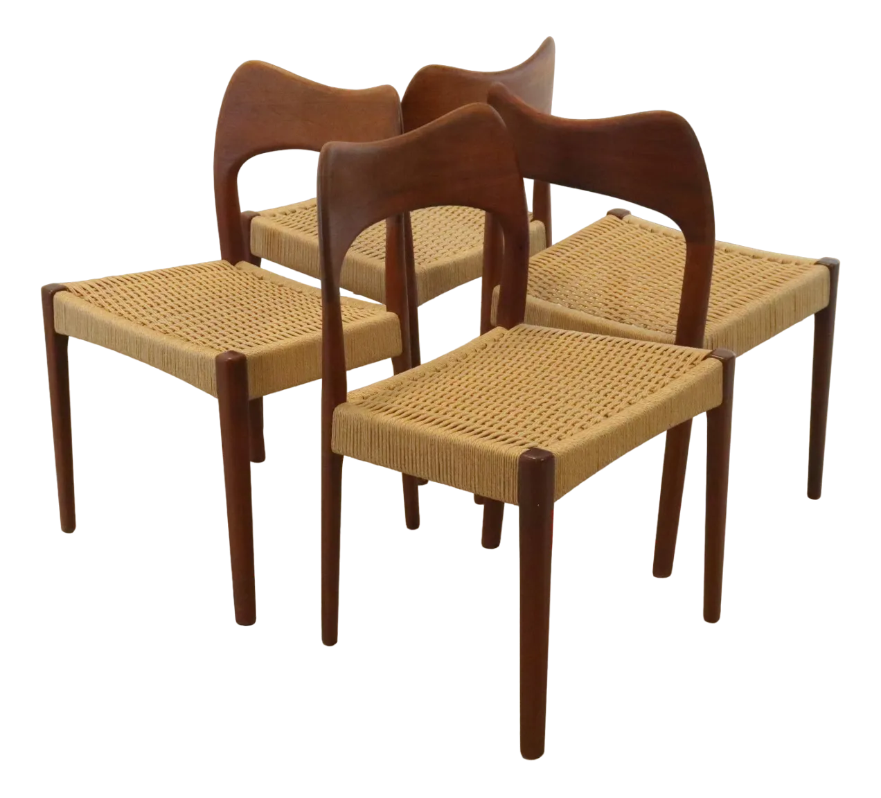 Mid-Century Logster Dining Room Chairs by Arne Hovmand Olsen for Mogens Kold, Set of 4 | Chairish