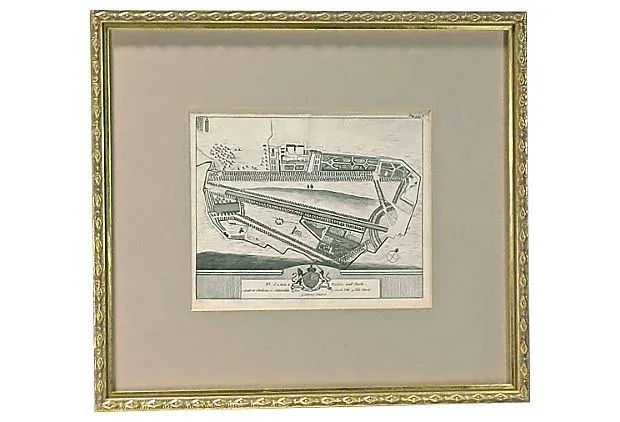 Antique St. James Palace Plan Engraving | Chairish