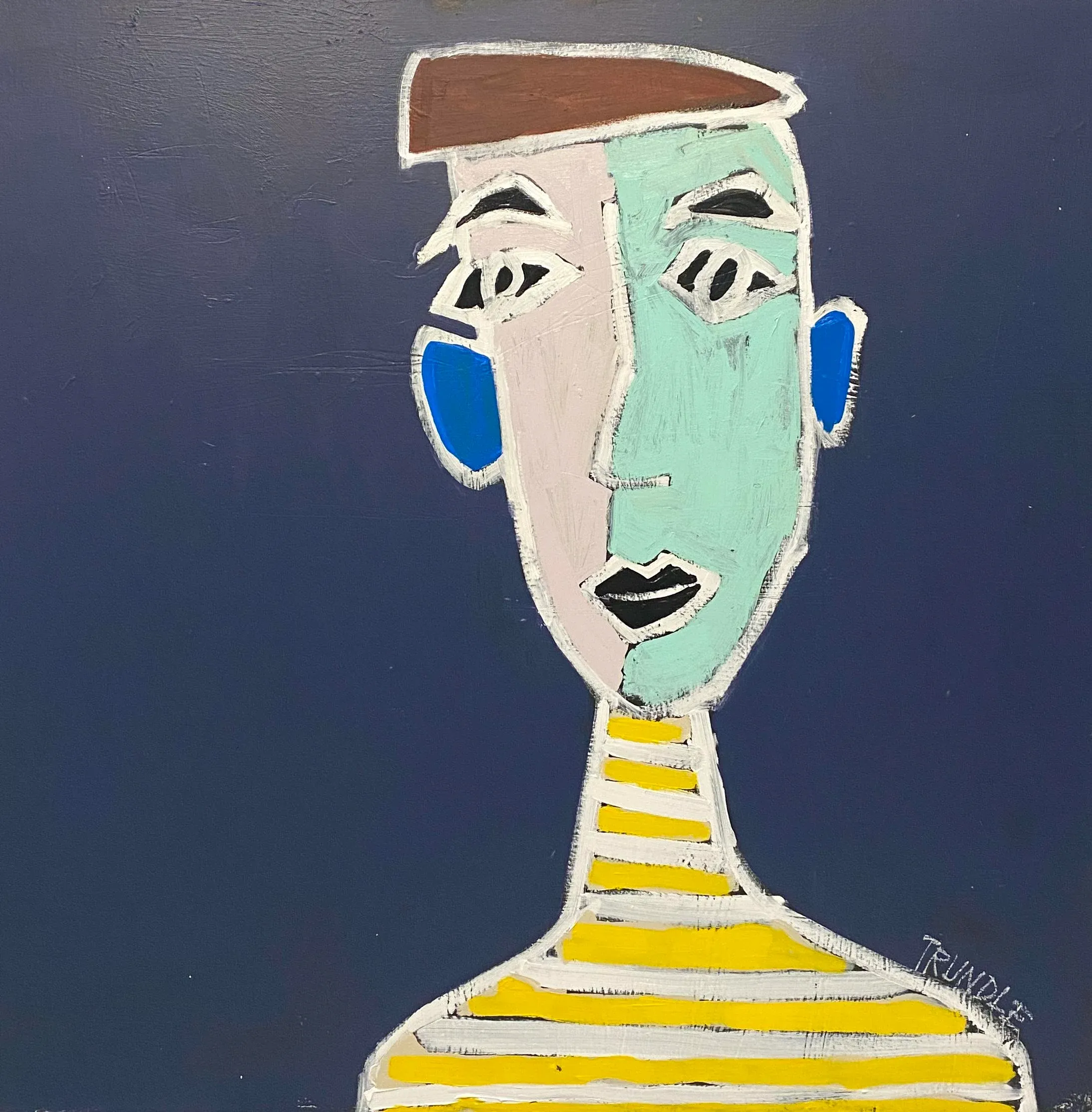 Sarah Trundle Contemporary Abstract Figure Painting, "He's a Solid Guy ...