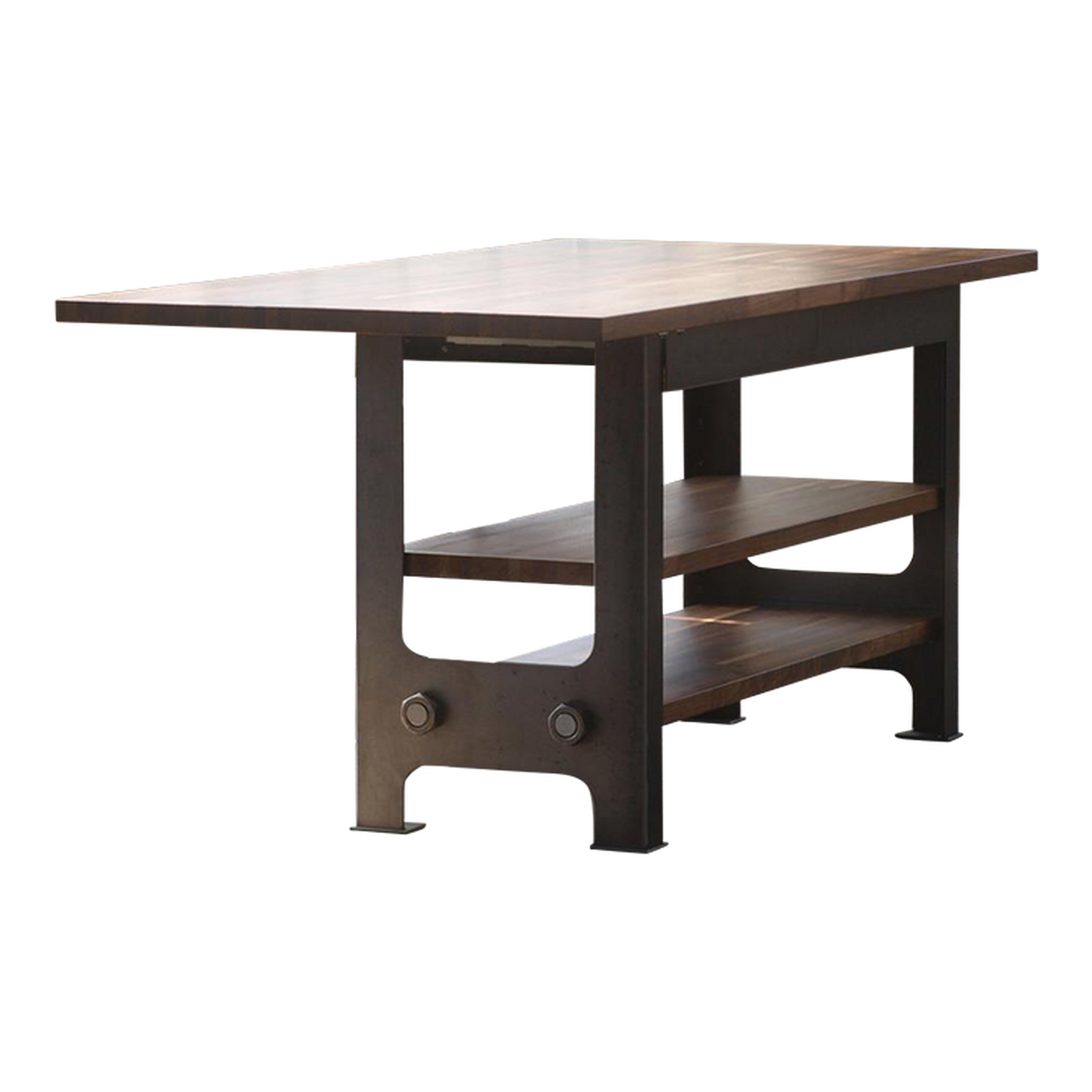 Modern Walnut H Frame Industrial Kitchen Island Work Table | Chairish