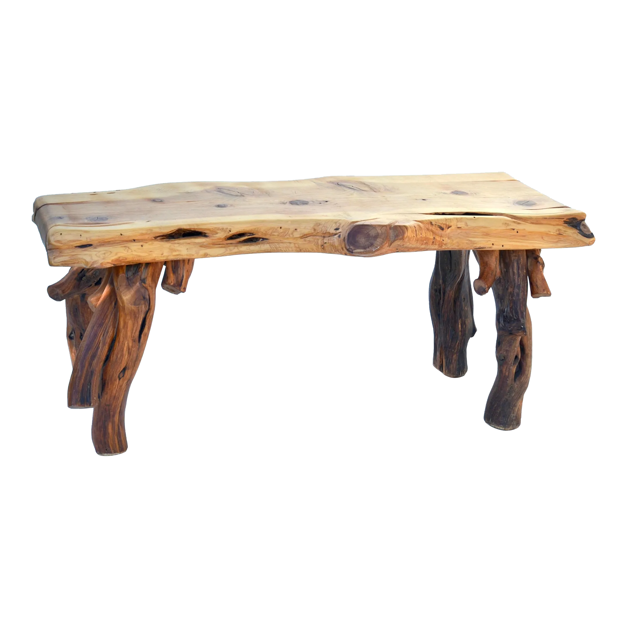 Rustic Artisan Juniper Table/Bench | Chairish