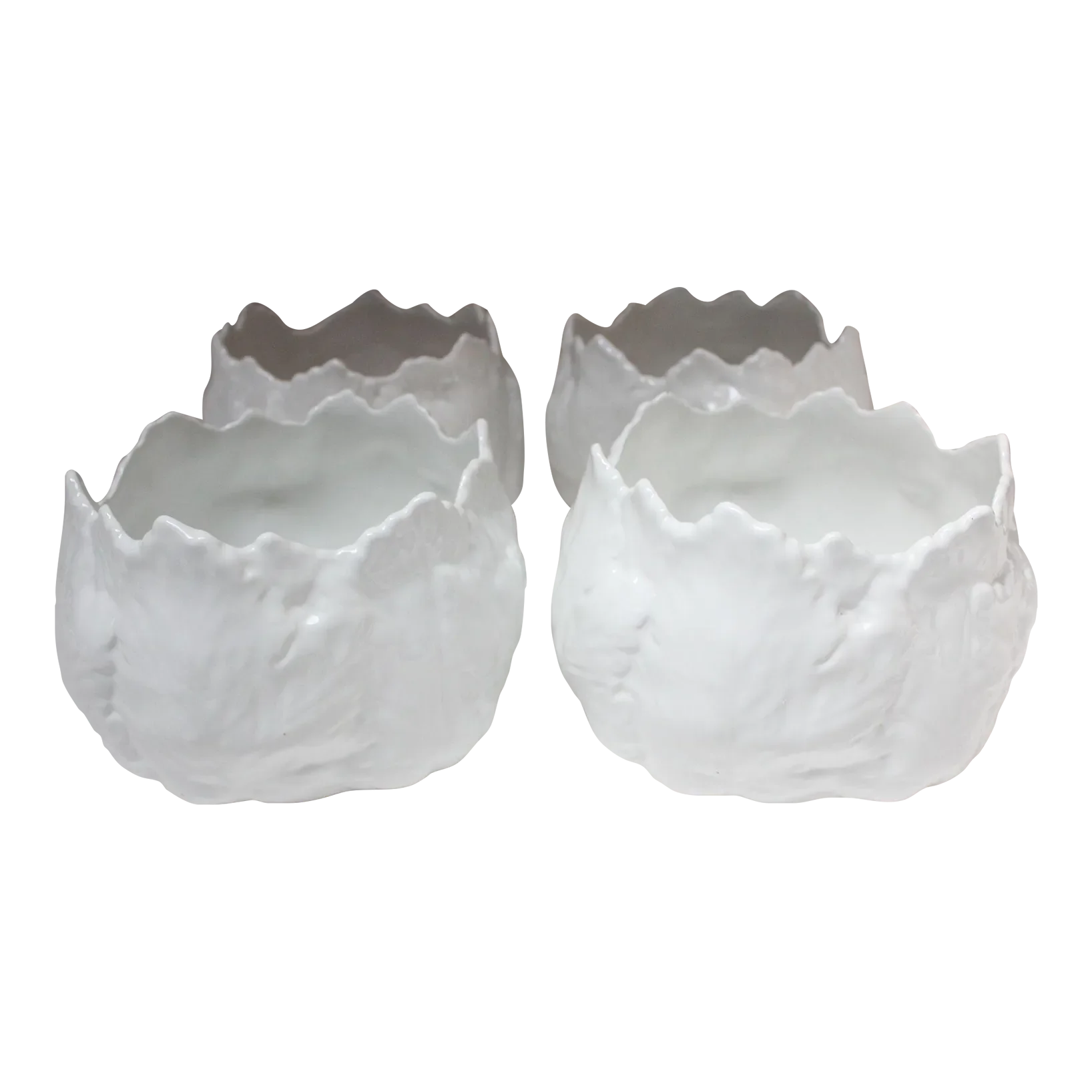 Set of Four Vintage Italian Ceramic Planters With Leaf Motif by Sigma ...