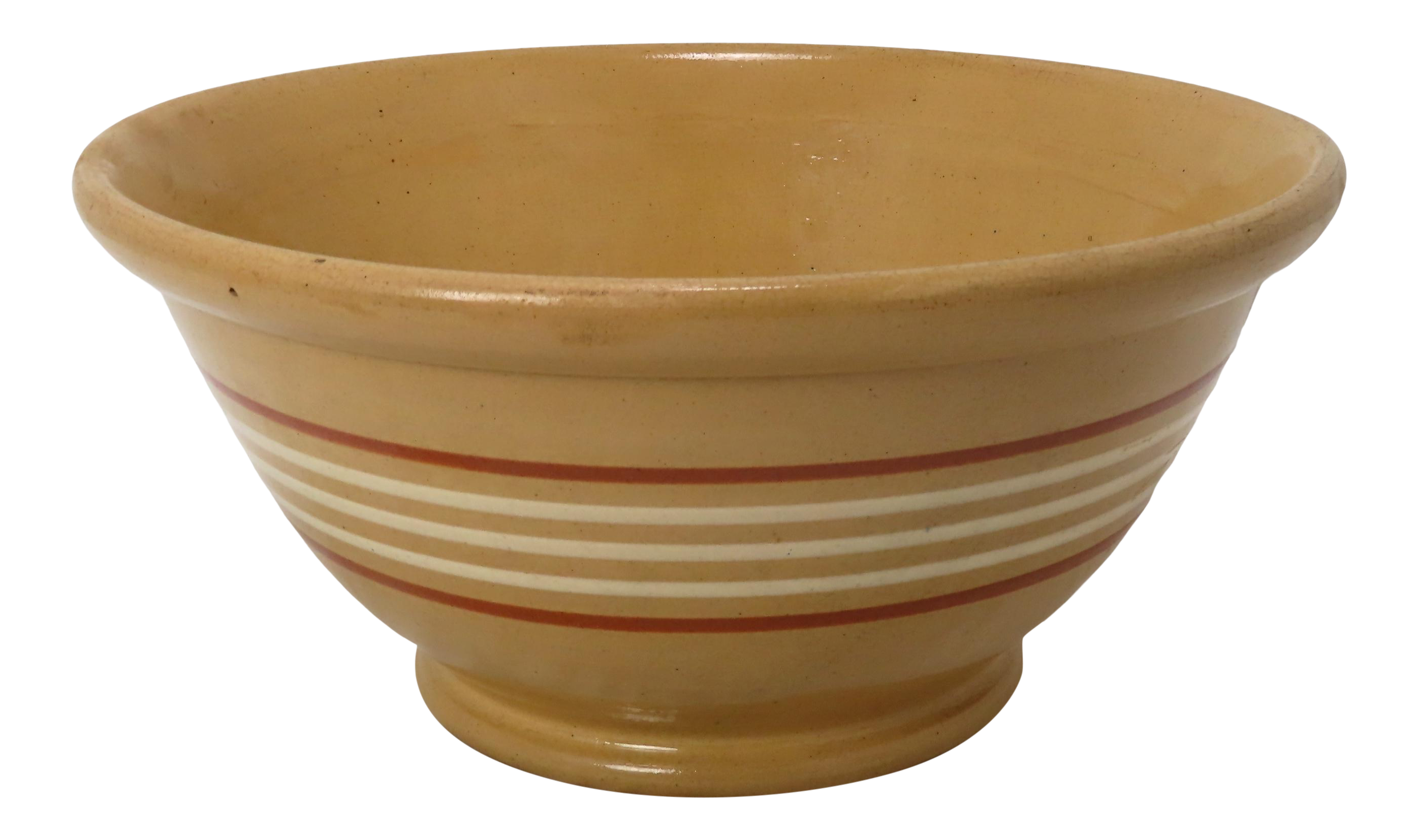 Large 14 Inch Antique Banded Yellow Ware Kitchen Mixing Bowl | Chairish