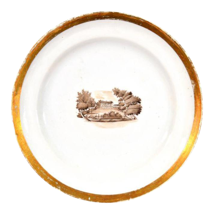 Chinese Export American Market Porcelain With View of Mansion | Chairish